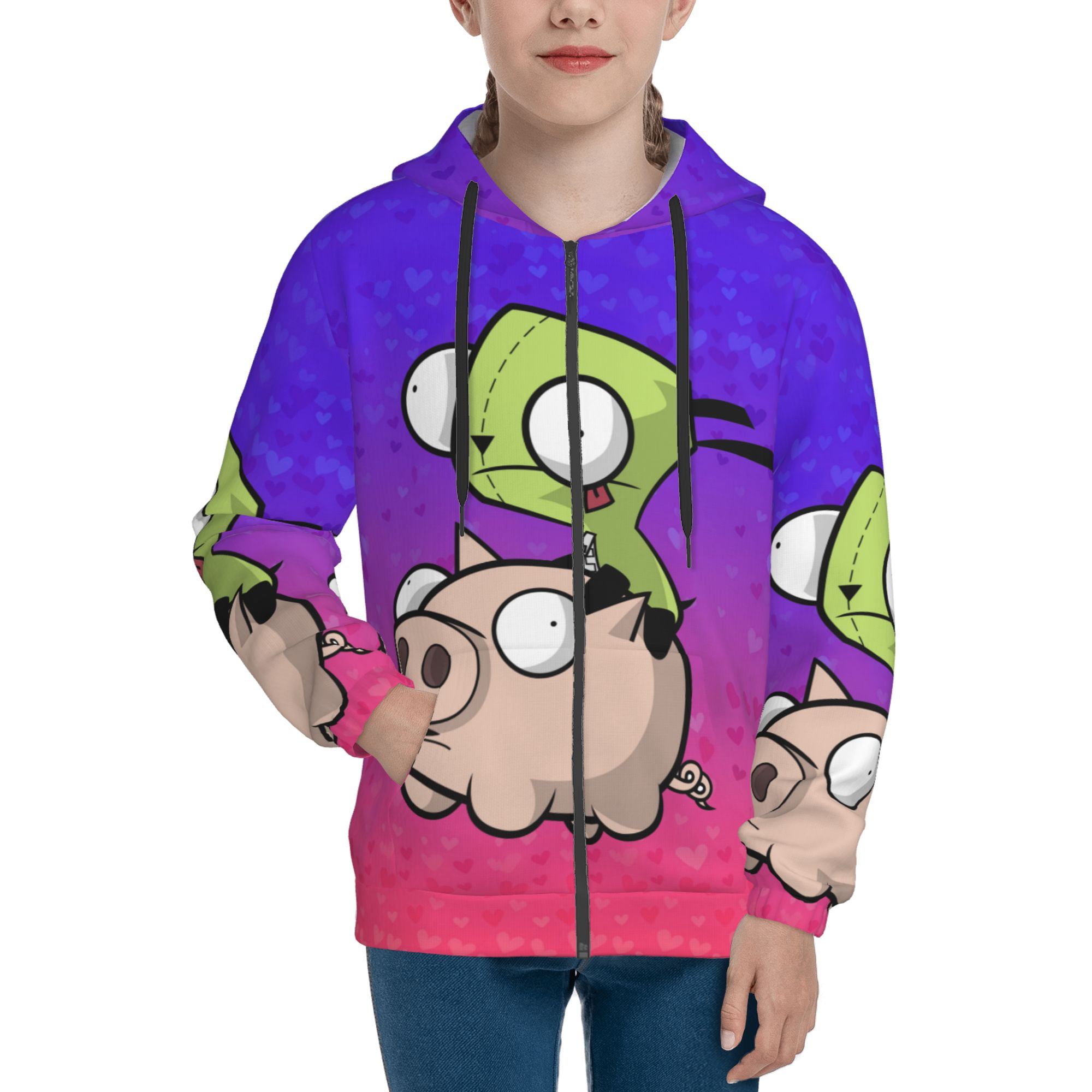Invader Zim Teens Boys Girls Zip Up Hoodies 3d Print Long Sleeve Hooded ...