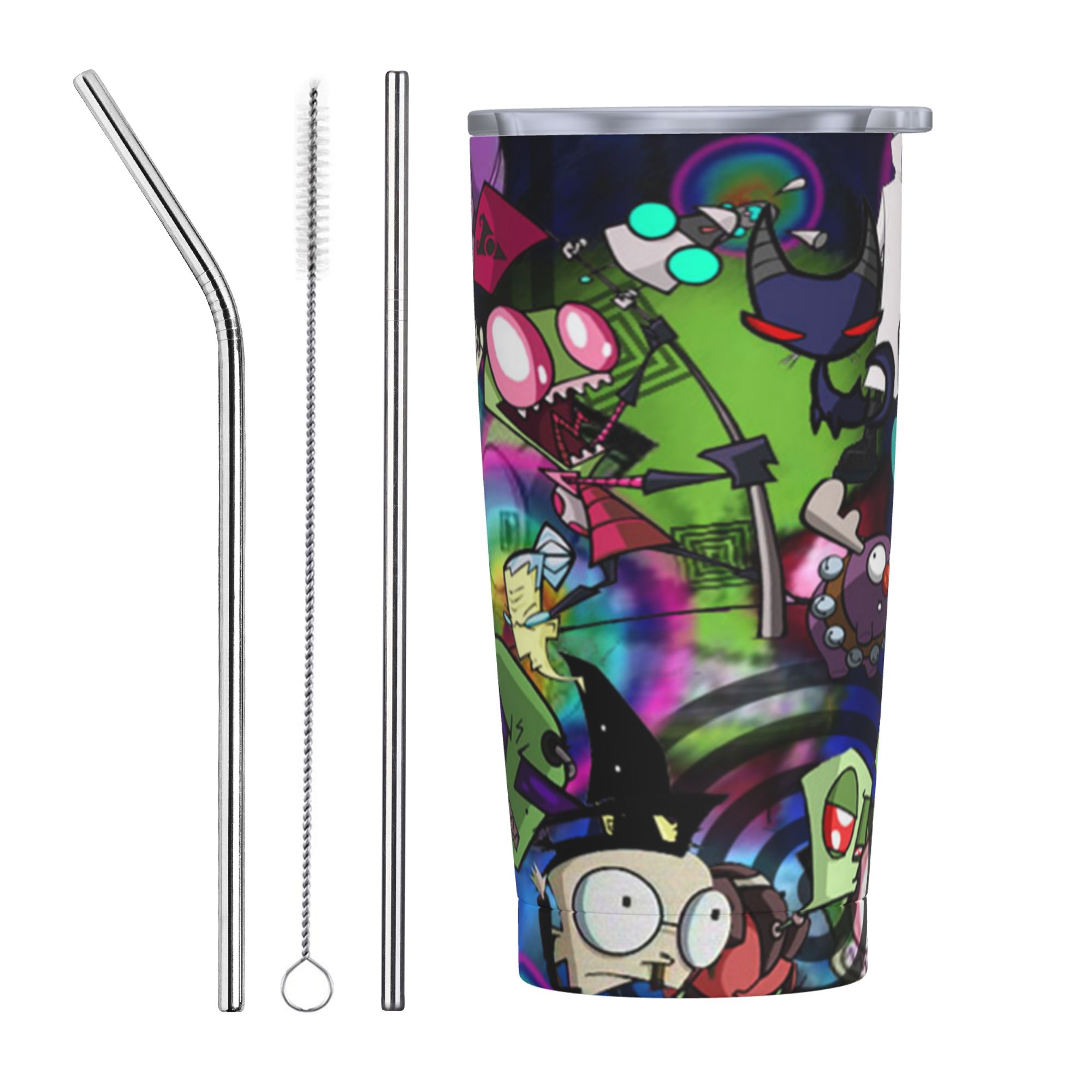 Invader Zim Tumbler With Lid And Strawsnd Stainless Steel Insulated ...