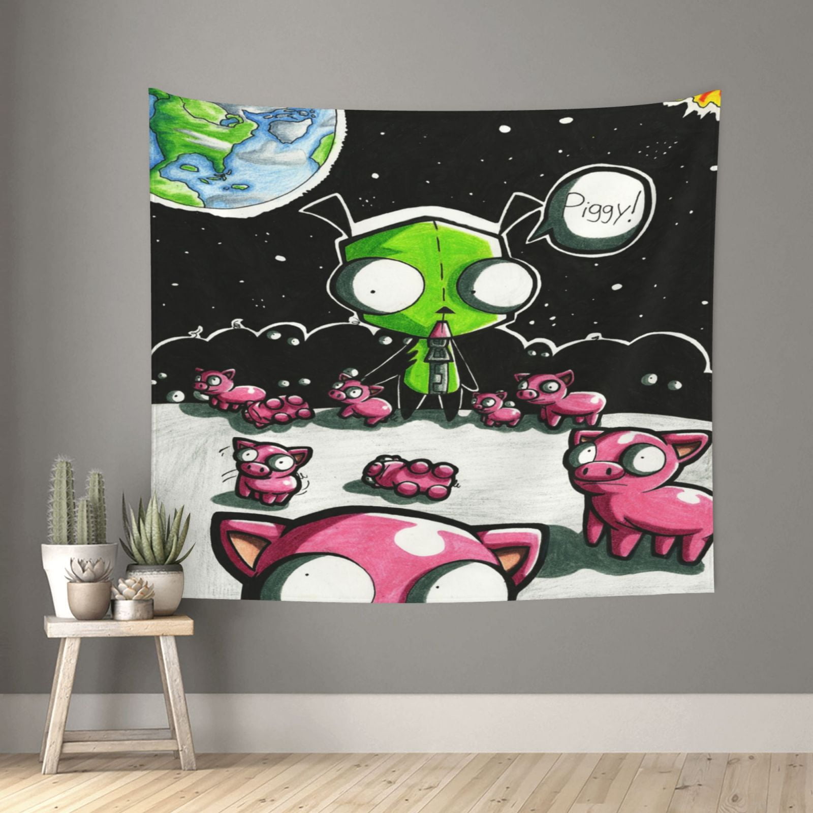 Invader Zim Wall Tapestry Anime Poster For Bedroom Aesthetics Funny ...