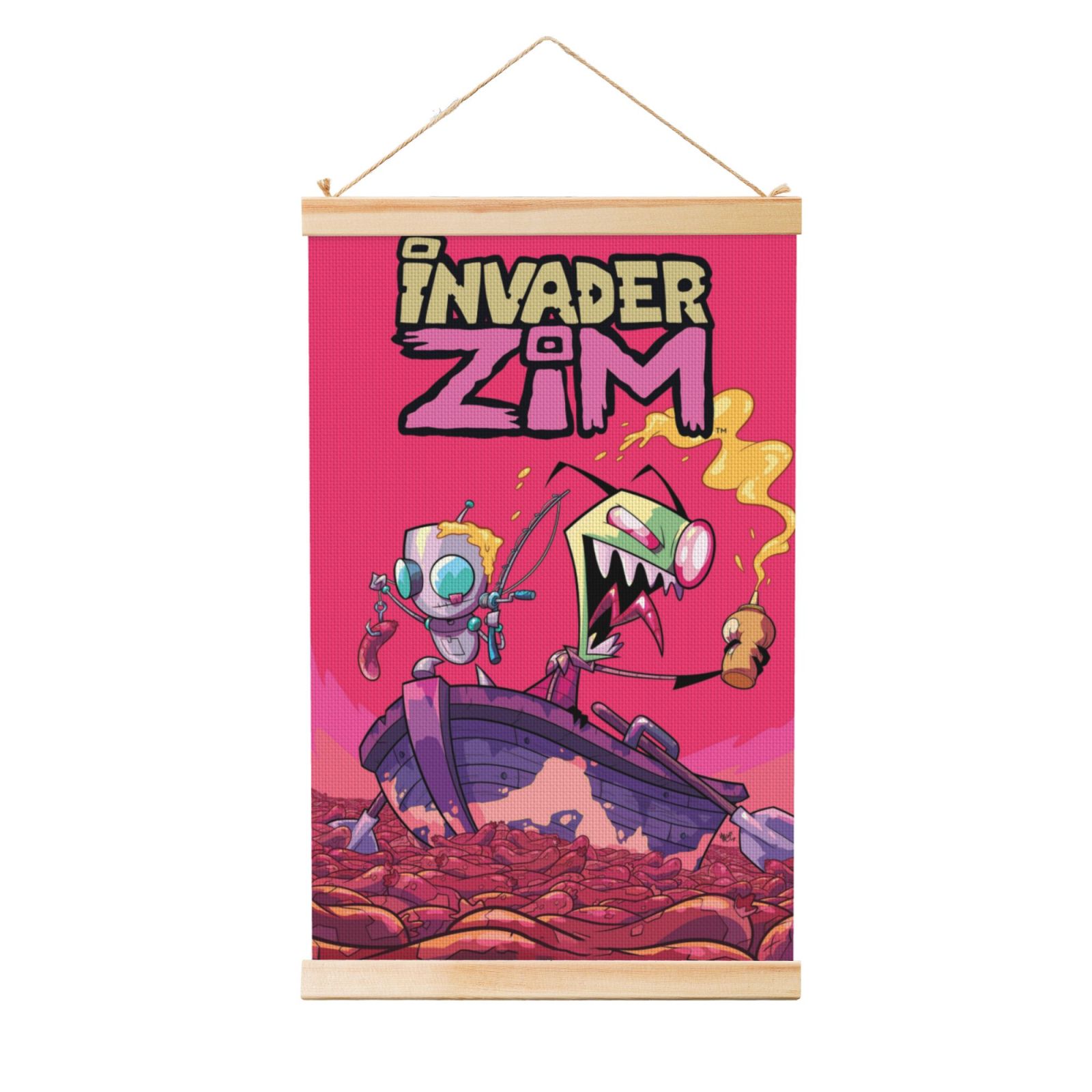 Invader Zim Wooden Shaft Hanging Poster Canvas Wall Hanging Banner ...