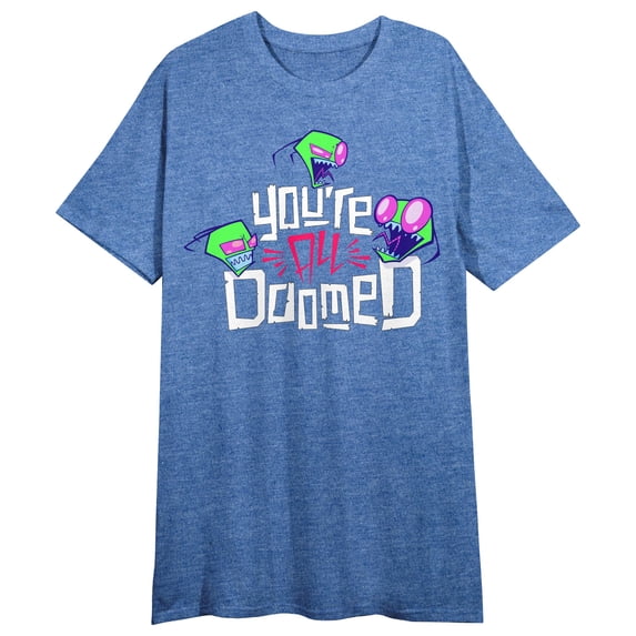 Invader Zim You're All Doomed Women's Blue Heather Crew Neck Short ...