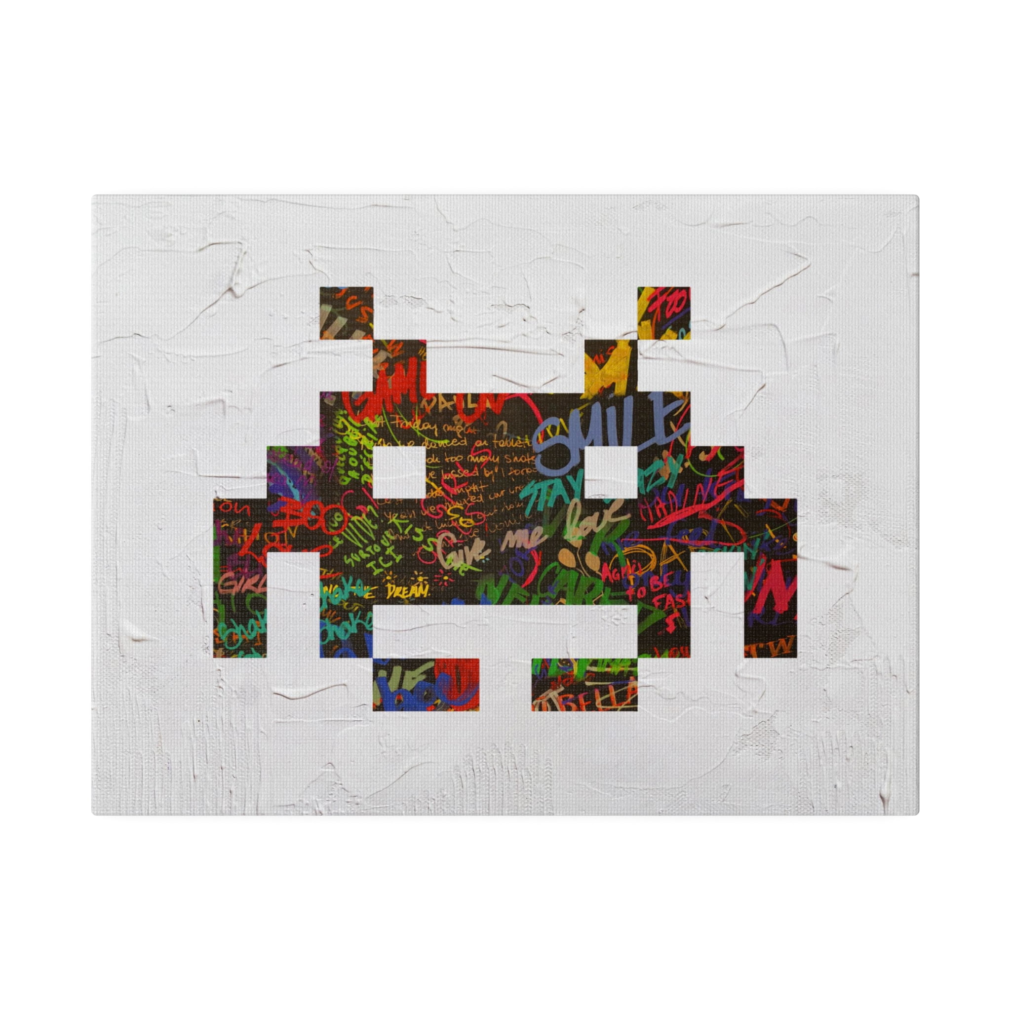 Invaders Three Video Game Graffiti Canvas Wall Art - Warhol Style Pop ...