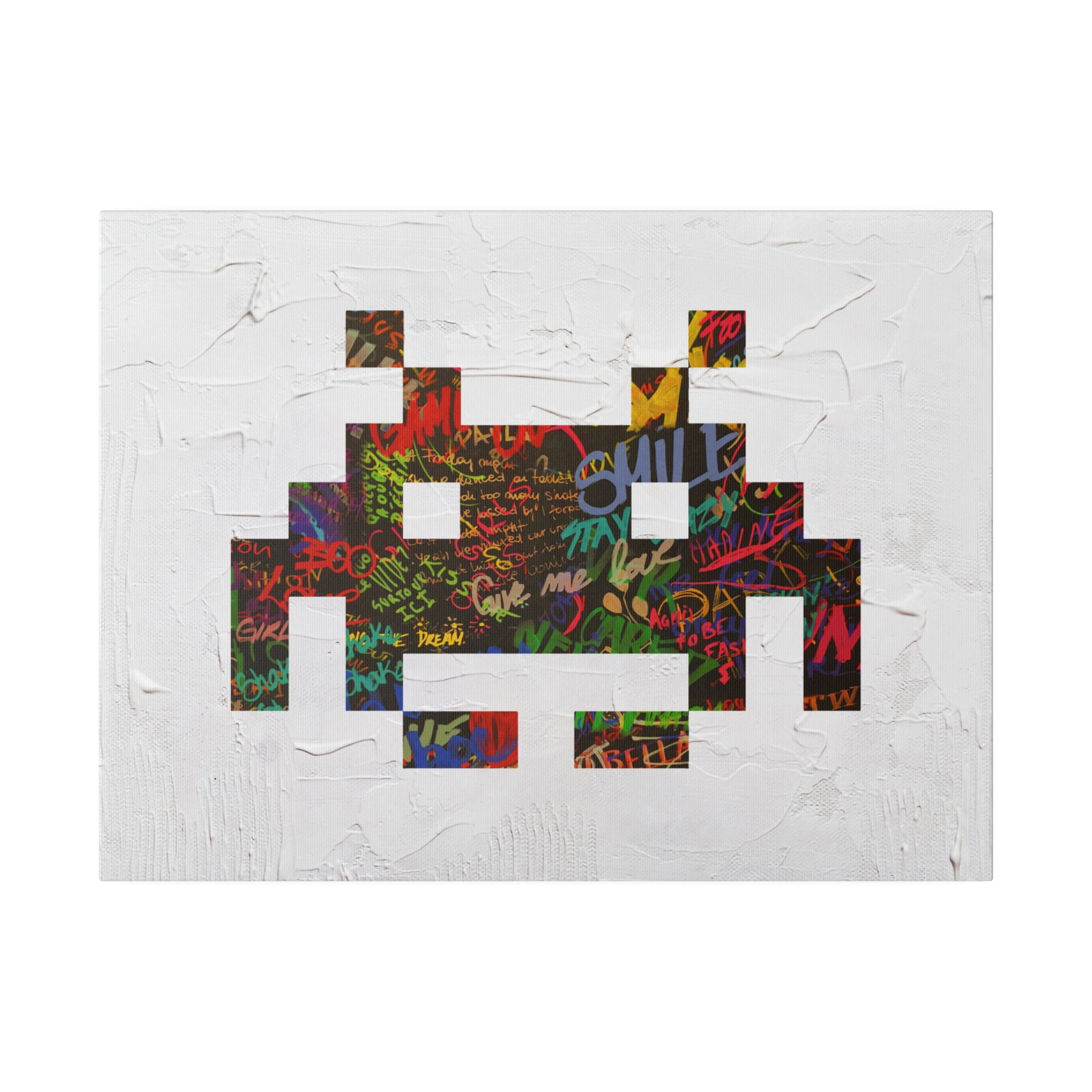 Invaders Three Video Game Graffiti Canvas Wall Art - Warhol Style Pop ...