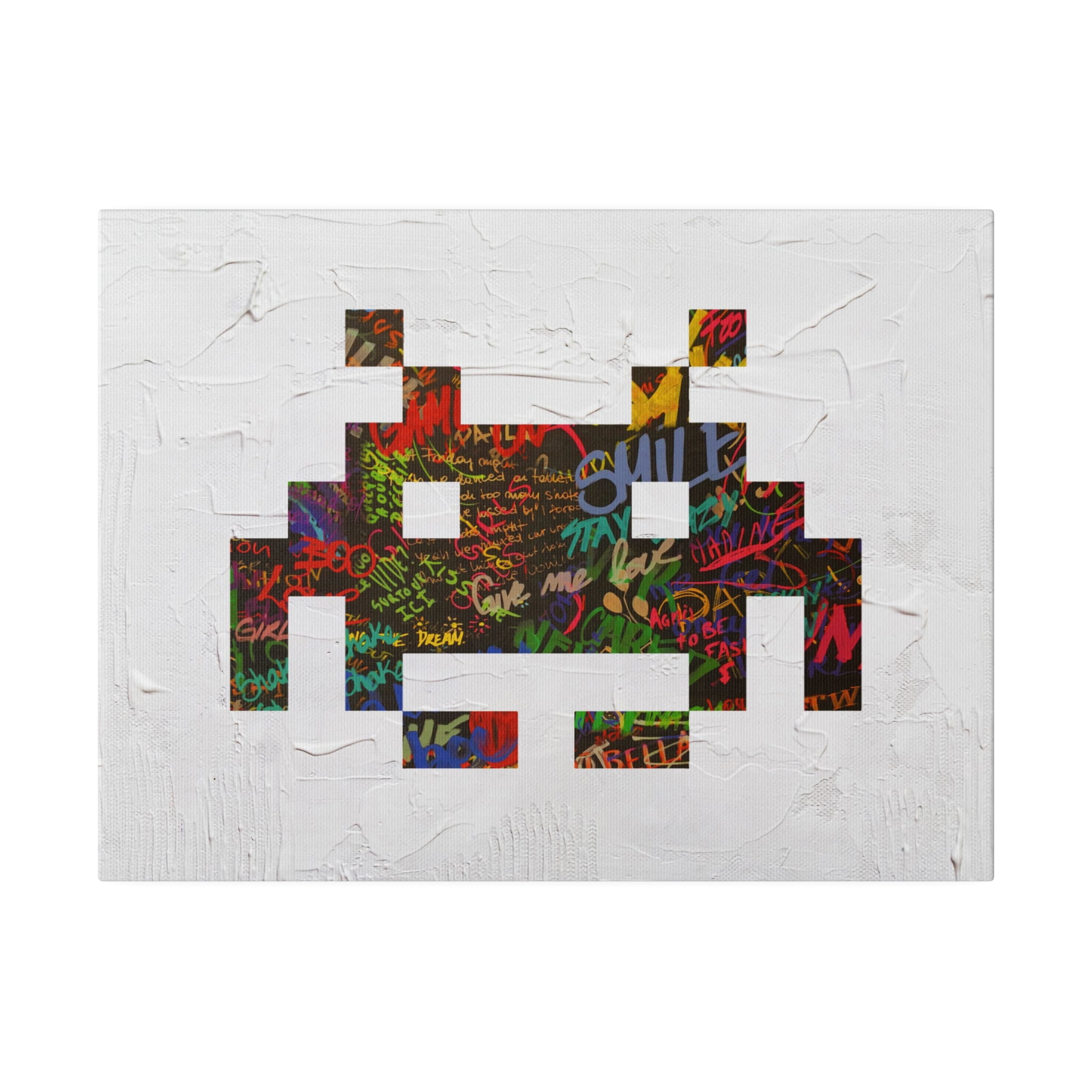 Invaders Three Video Game Graffiti Canvas Wall Art - Warhol Style Pop ...