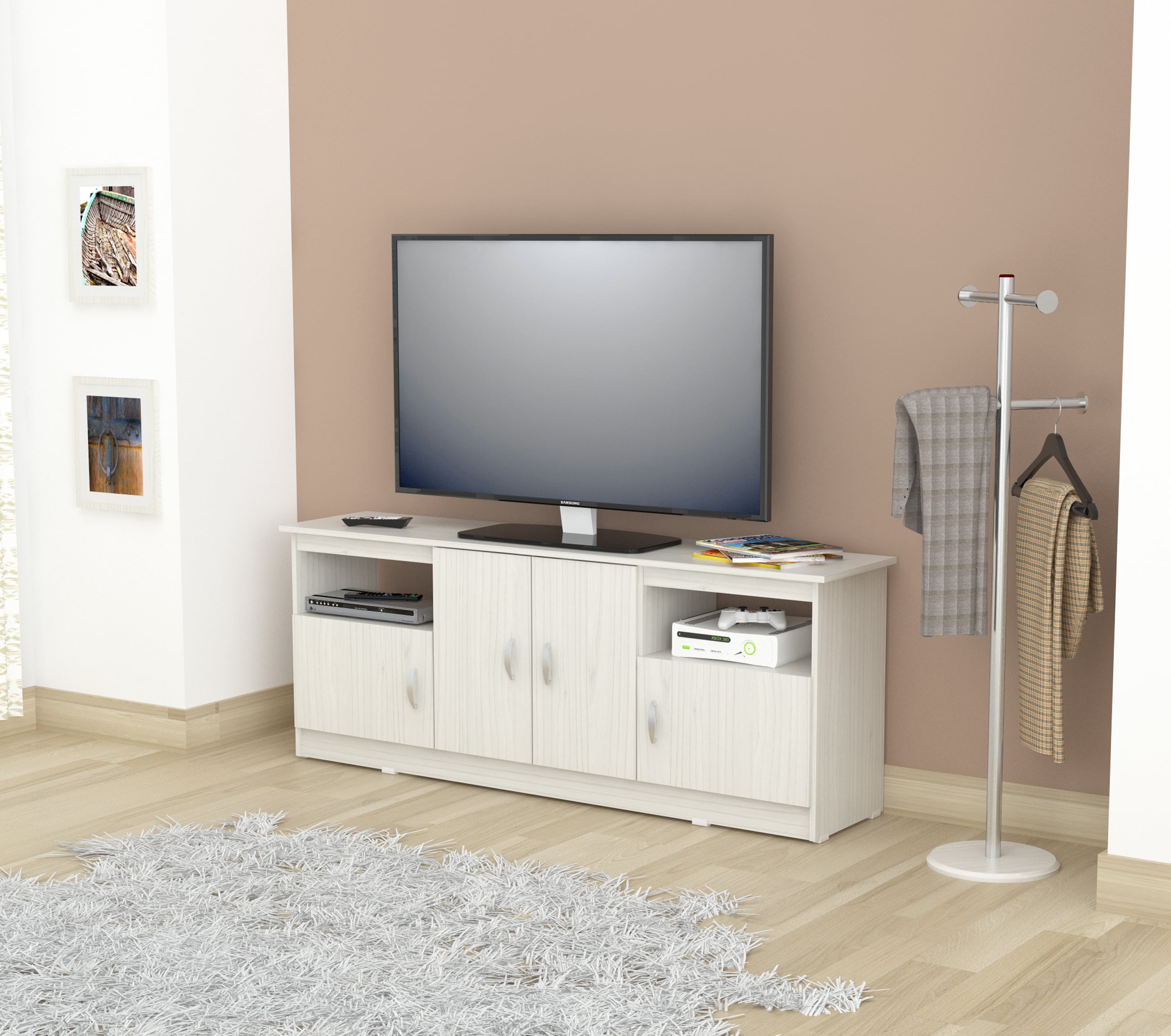 Inval 4-Door TV Stand for TVs up to 60", Washed Oak - Walmart.com