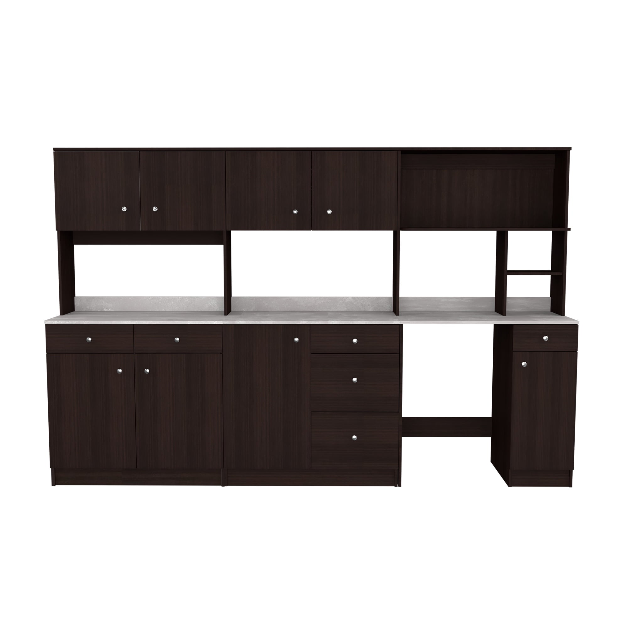 Inval Ambrossia 4-Piece Breakroom Storage System, Espresso/Stone ...