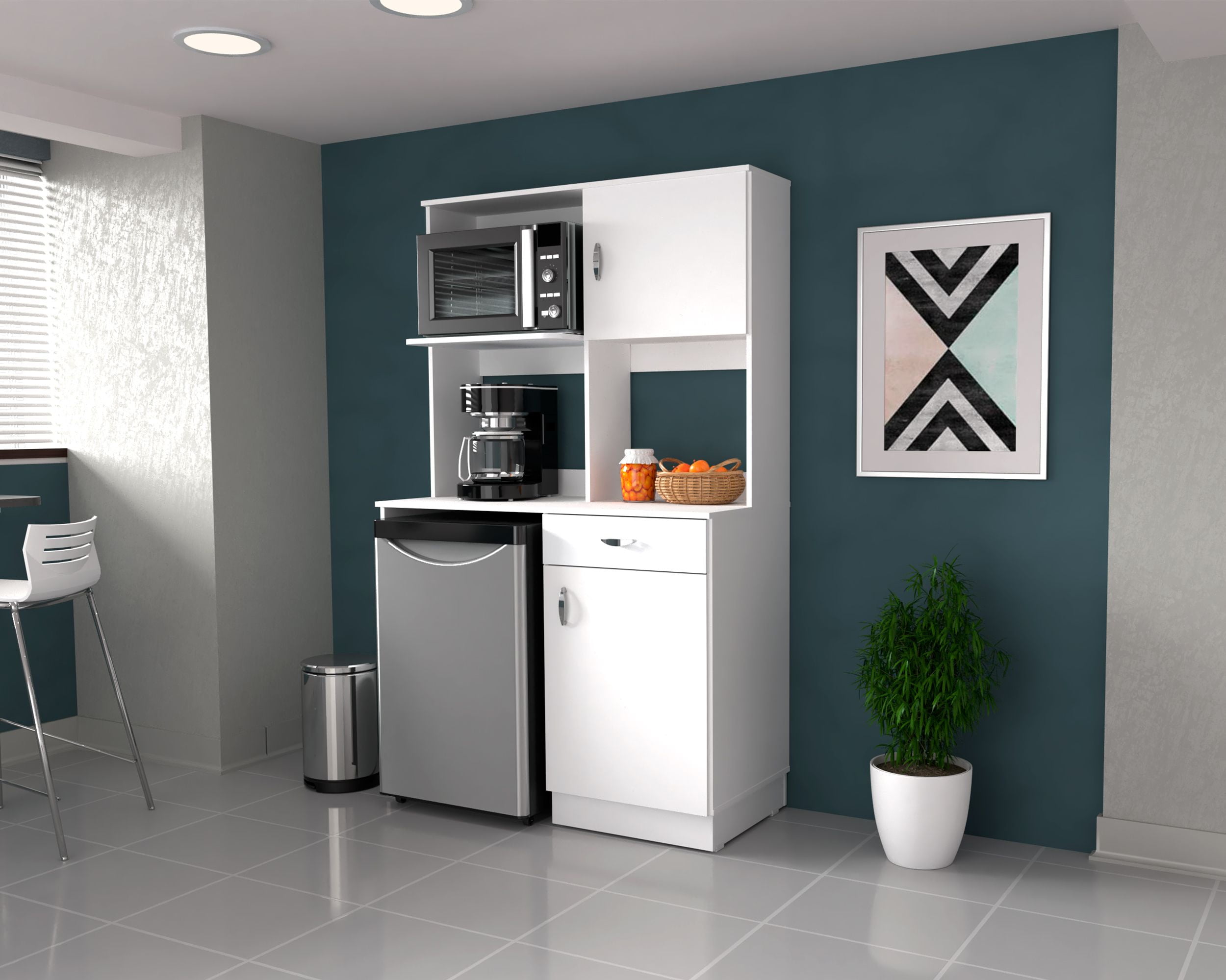 Inval Ambrossia Kitchen Breakroom Microwave Cabinet (43" x 71" x 19 ...