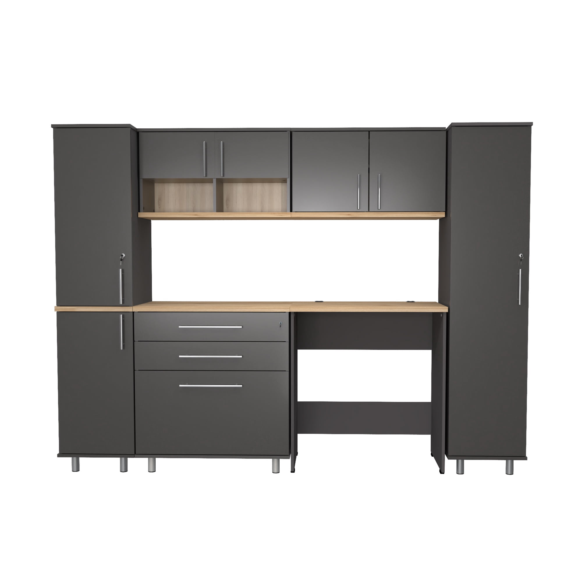 Inval America 6 pc Garage Storage System, Dark Gray & Maple - Walmart.com