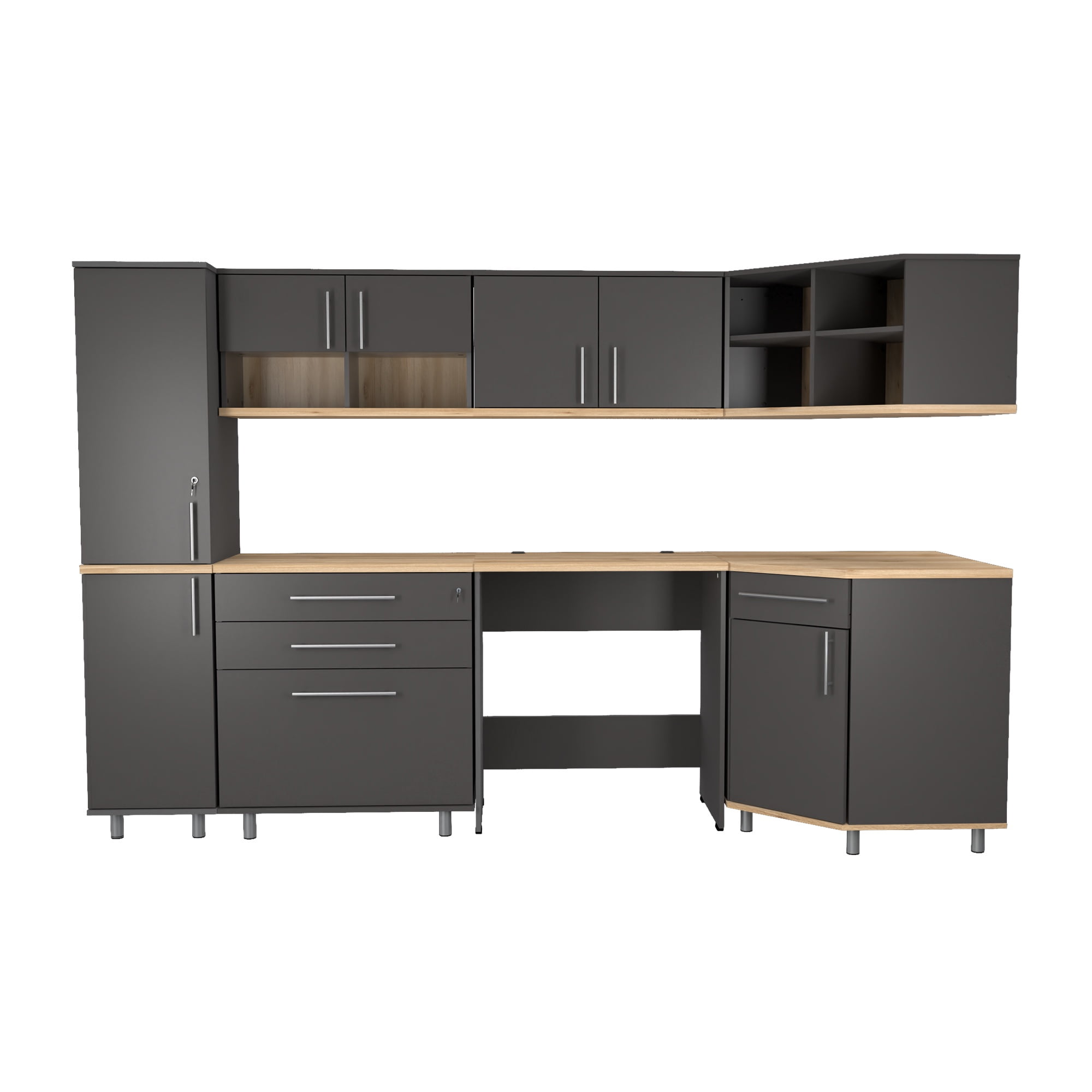 Inval America 7 pc Garage Corner Storage System, Dark Gray & Maple ...