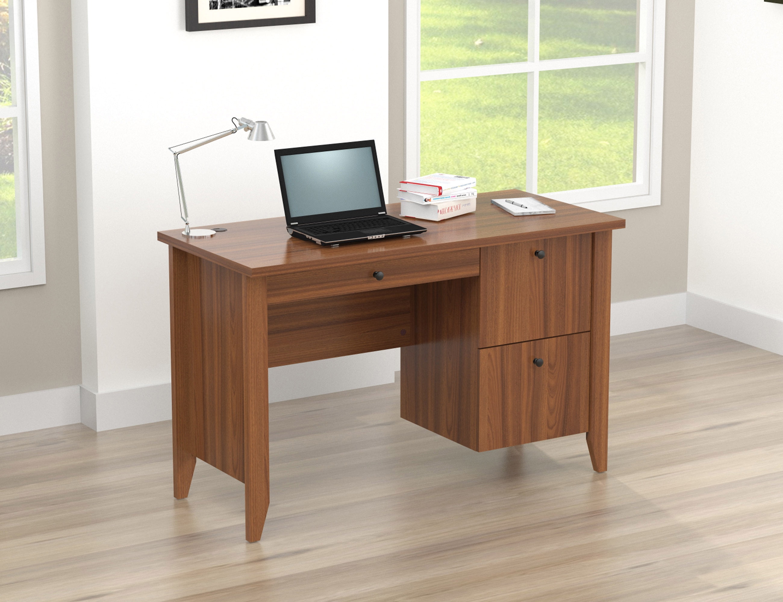 Inval Bradford 2-drawer Laminate Computer Office Desk, Pignetto Brown ...