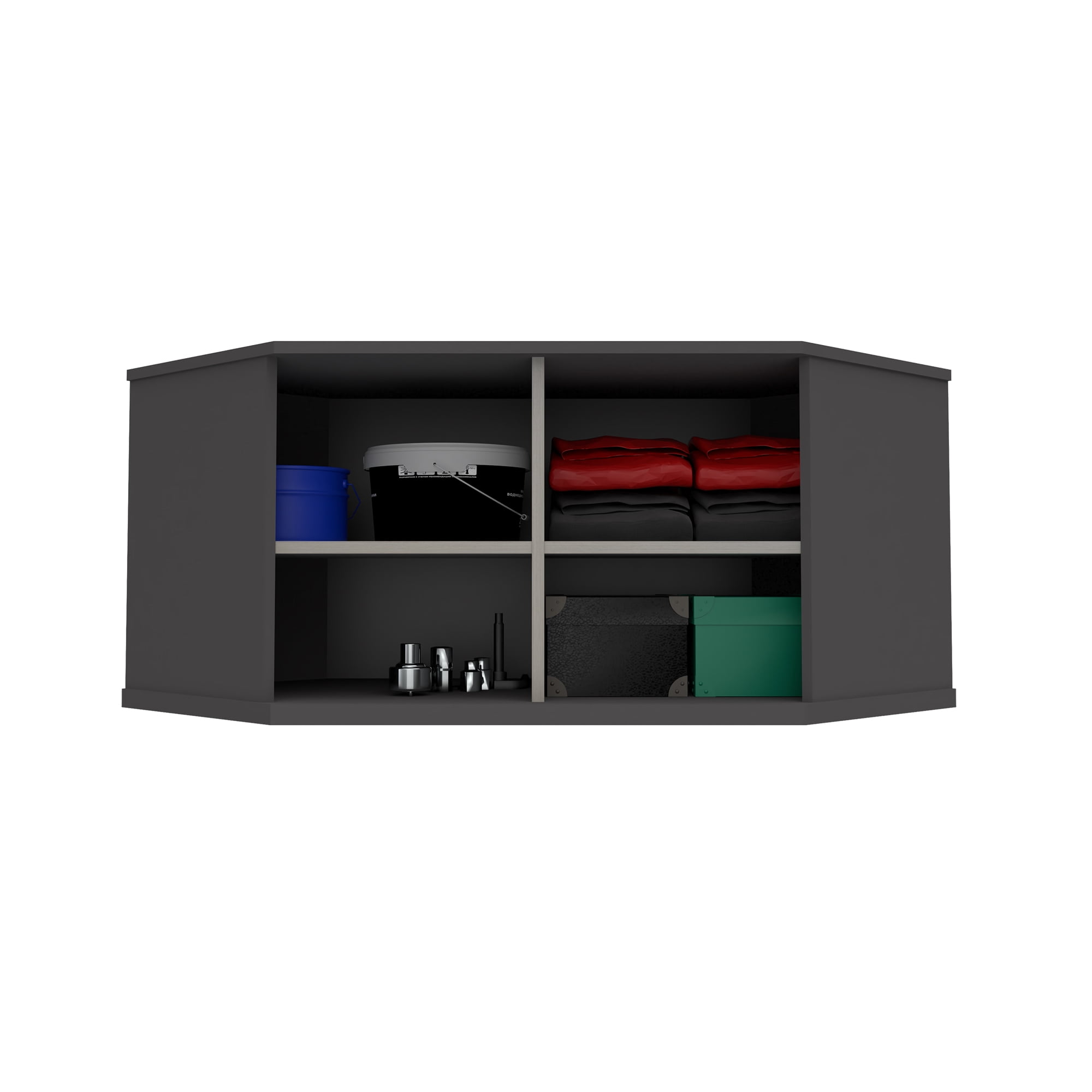 Inval Kratos 4-Shelf Engineered Wood Corner Garage Cabinet, Dark Gray ...