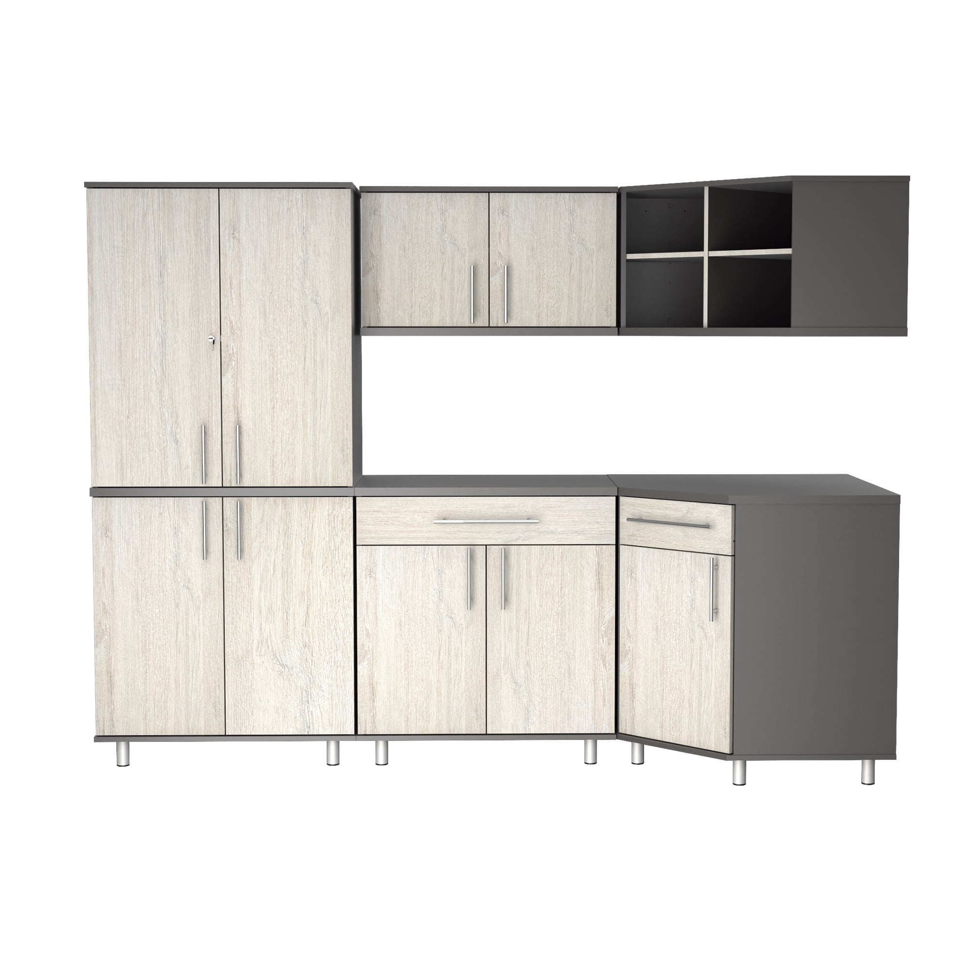 Inval Kratos 5-Pc Garage Corner Storage System, Chantilly & Dark Gray ...