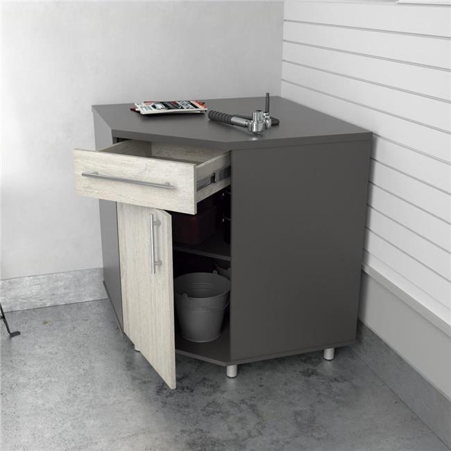 Inval Kratos Corner Garage Storage Cabinet in Chantilly/Dark Gray ...