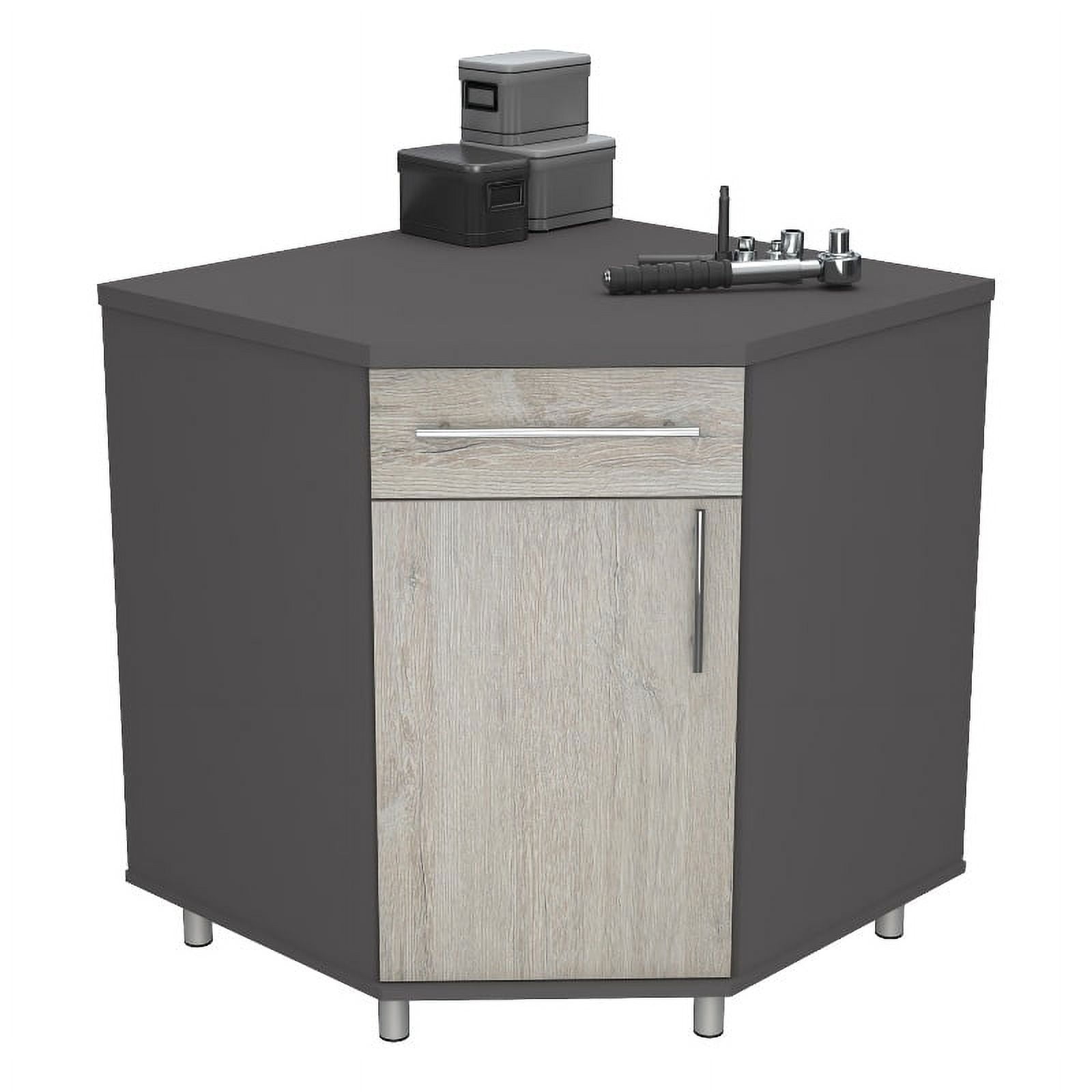 Inval Kratos Corner Garage Storage Cabinet in Chantilly & Dark Gray ...
