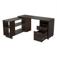 Inval L-Shaped Reversible Computer Desk, Espresso - Walmart.com