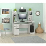 Inval Laminate 2-Pedestal Computer Desk with Hutch, Washed Oak ...