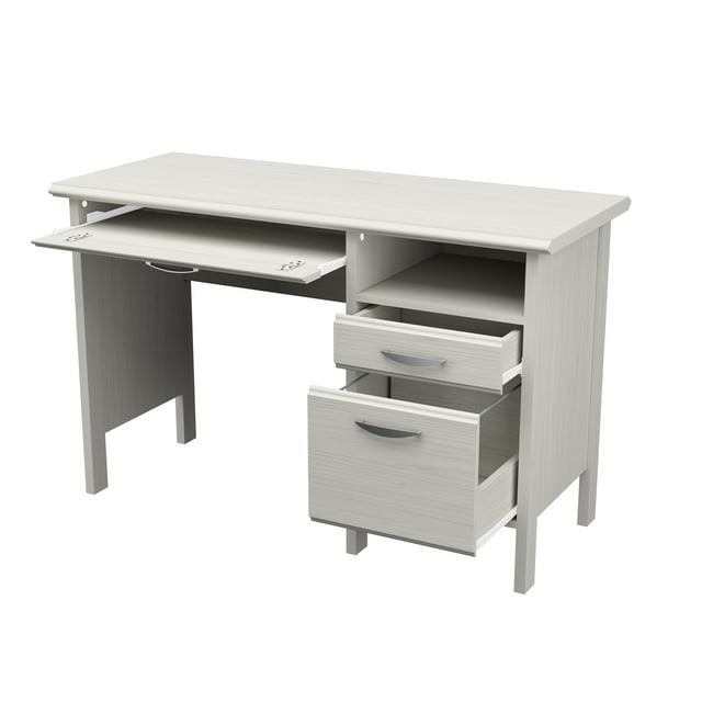 Inval Laminate Computer Desk with 2 Drawers and Open Storage, Washed ...