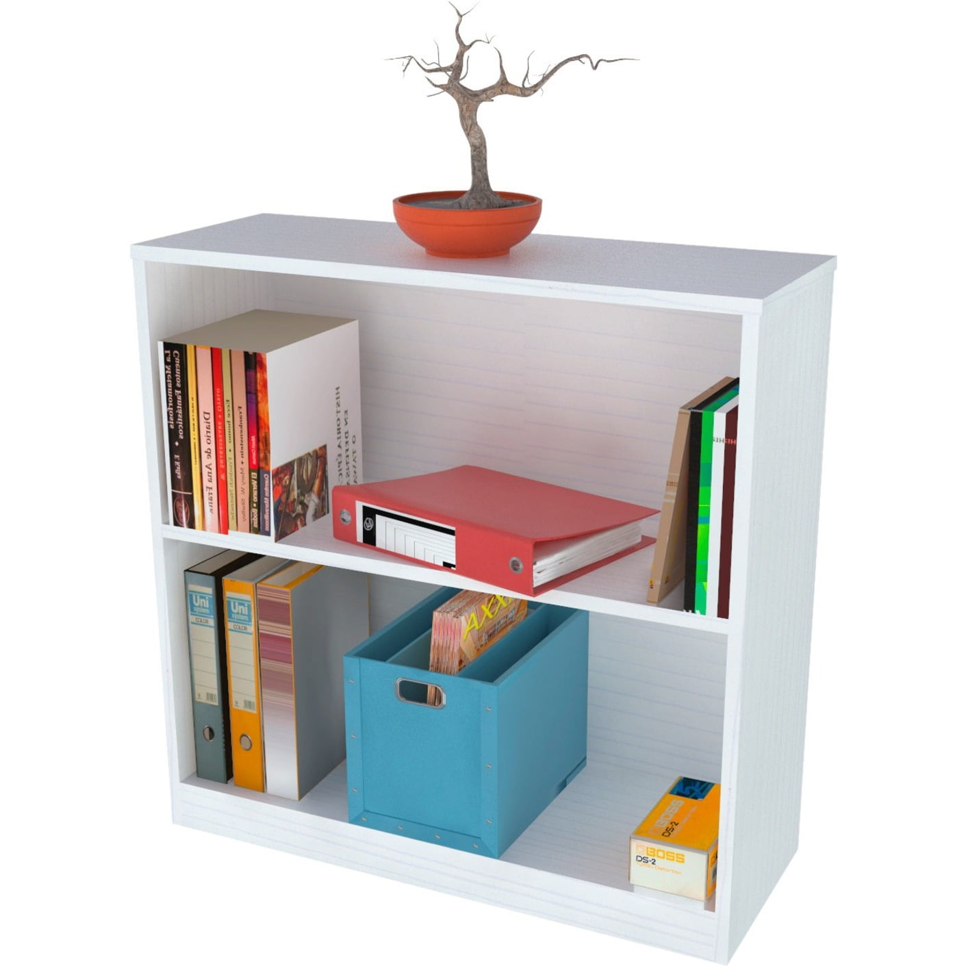Inval Laura 2-Shelf Bookcase, Washed Oak - Walmart.com