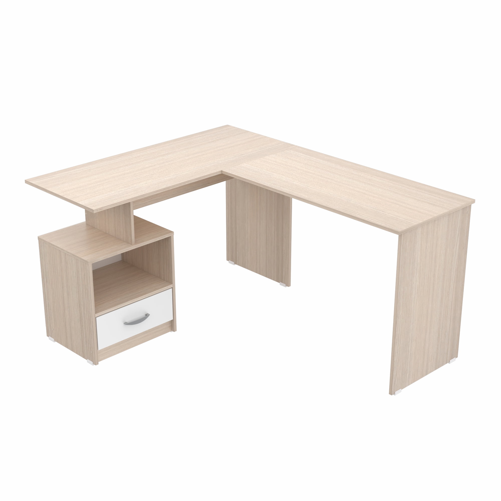 Inval Merlin L-Shaped Desk with Cubby, Maple and White - Walmart.com