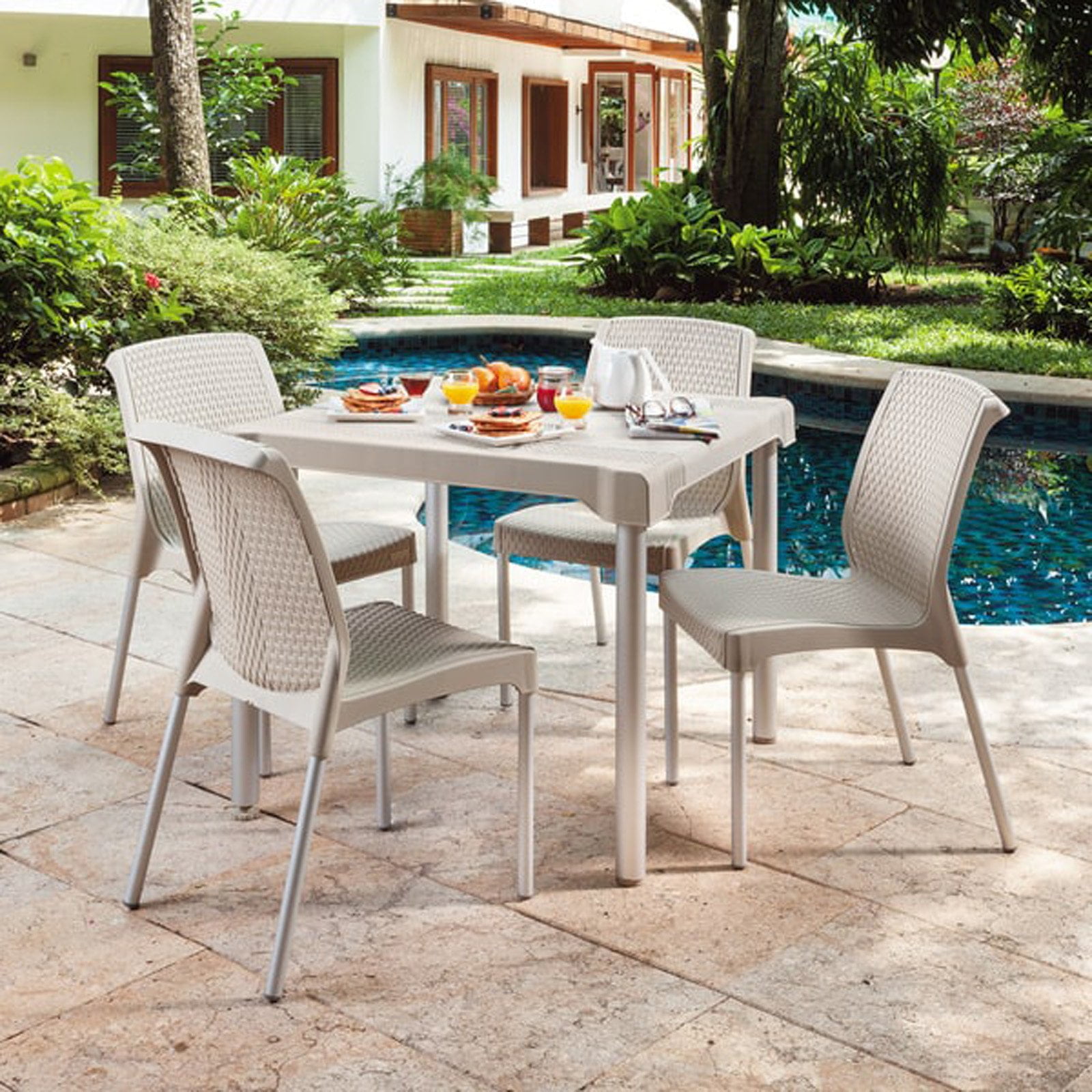 Inval Shia 5-Piece Patio Dining Set by Rimax in Beige - Walmart.com