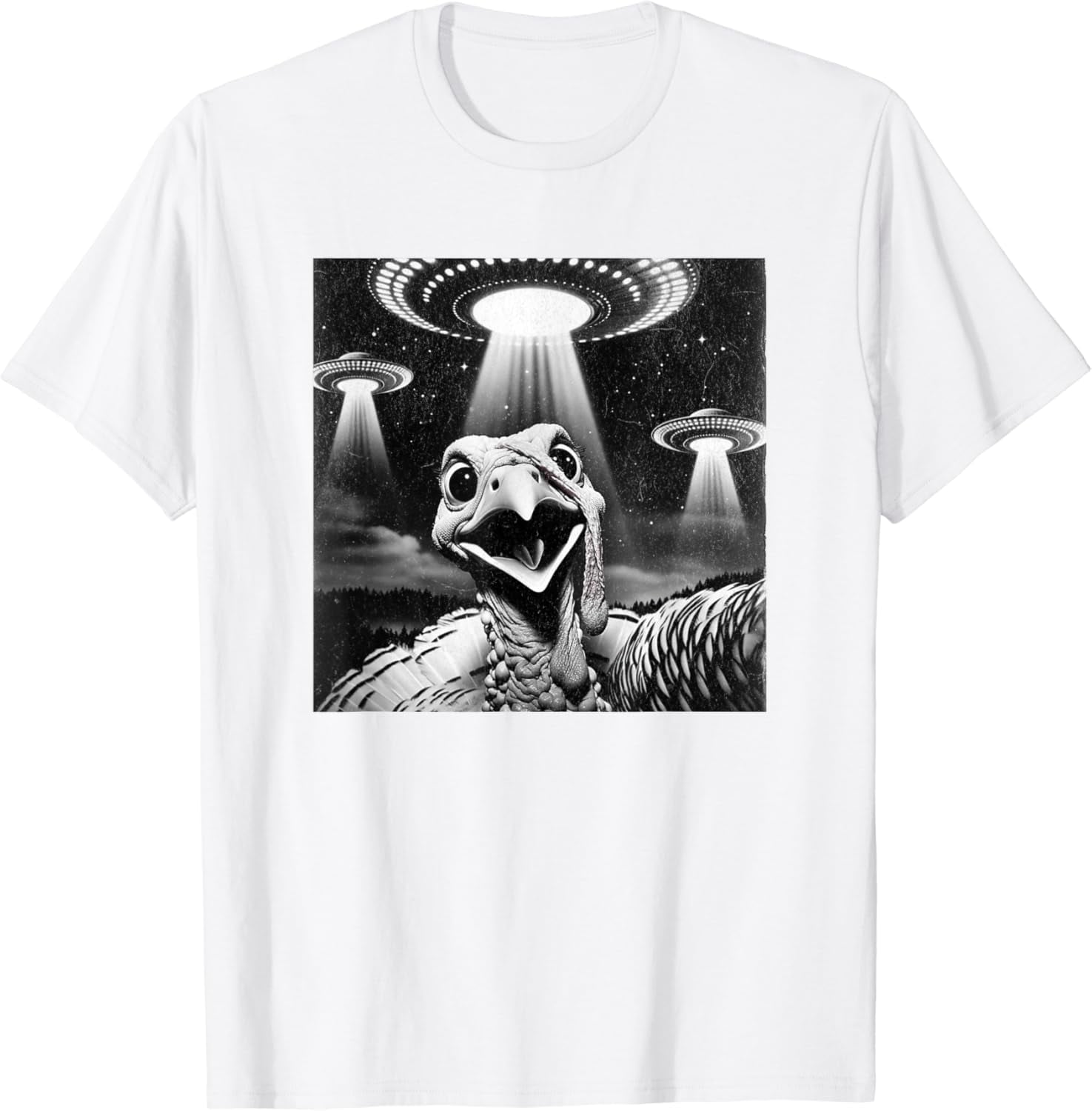 Invasion Funny Thanksgiving Meme Alien Turkey UFO Selfie T-Shirt ...