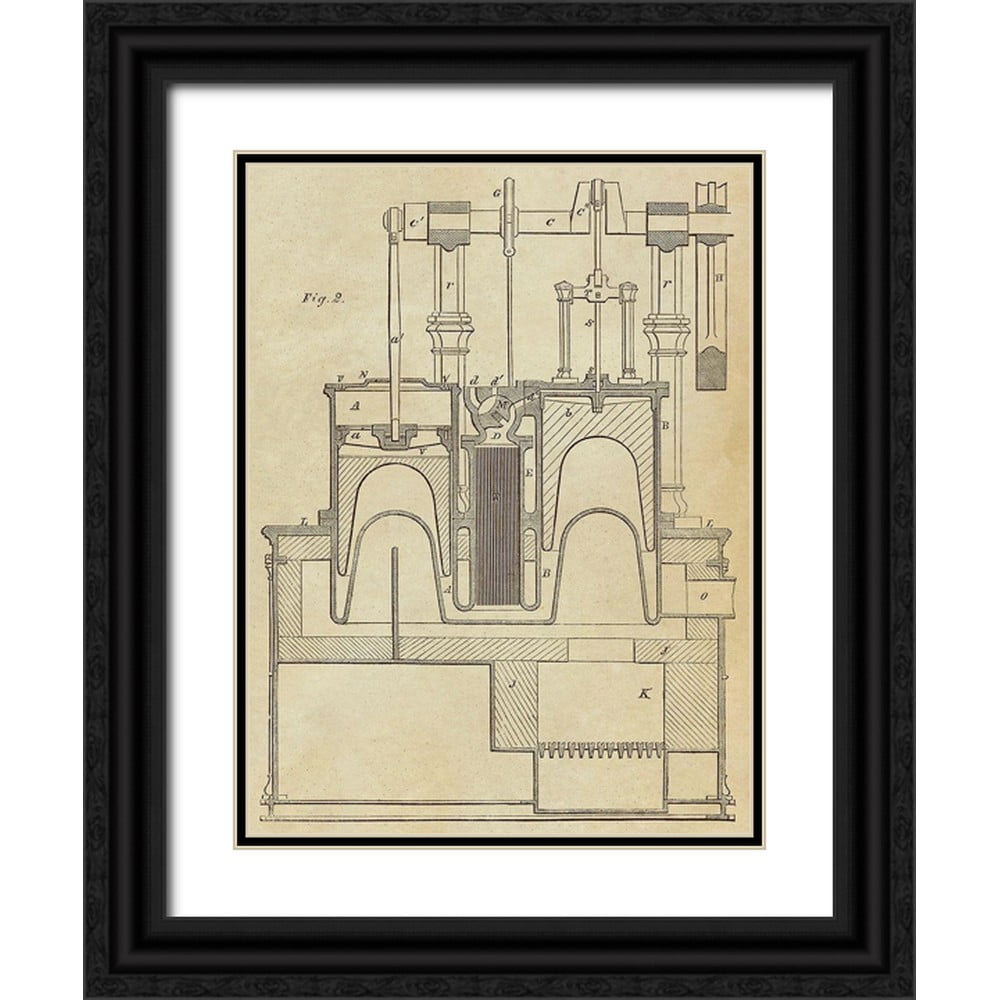 Inventions 12x14 Black Ornate Wood Framed with Double Matting Museum ...
