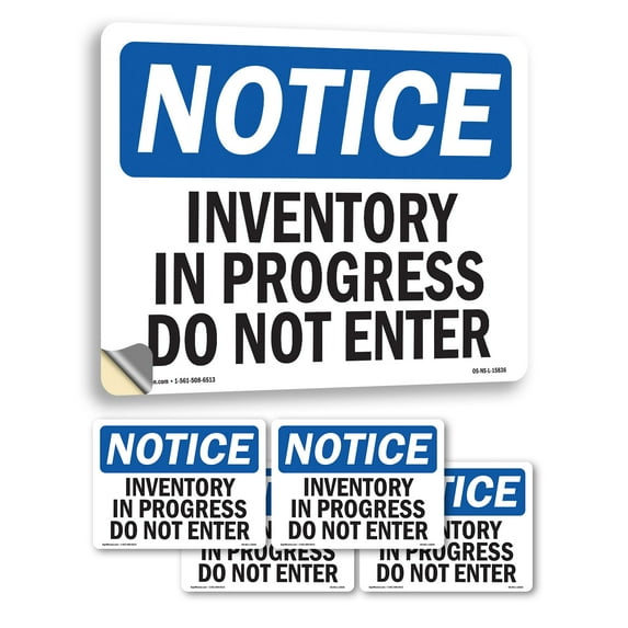 Inventory In Progress Do Not Enter OSHA Notice Vinyl Decal Label 24 ...