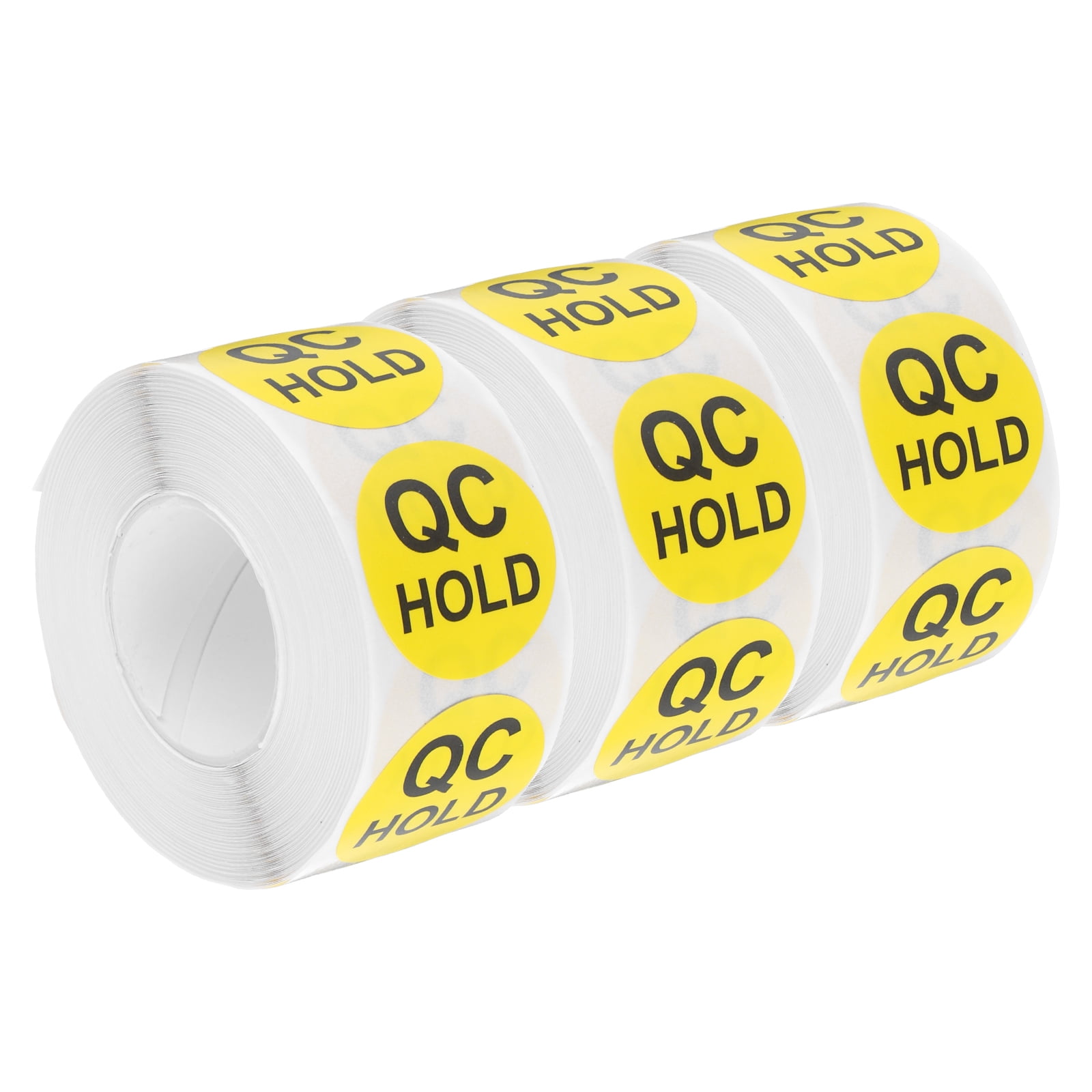 Inventory QC Hold Stickers Labels 25mm/1" Yellow for Inventory Warehouse Stock 3 Roll 1500 Piece ...