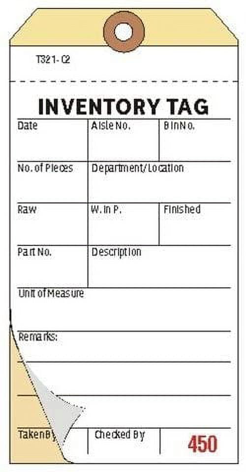 Inventory Tags, 2-Ply Carbonless, Manila, Box of 500, Plain, Sequence ...
