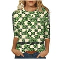 Inverlee Happy St Patricks Day Tshirts Women 2025 Plus Size Four Leaf
