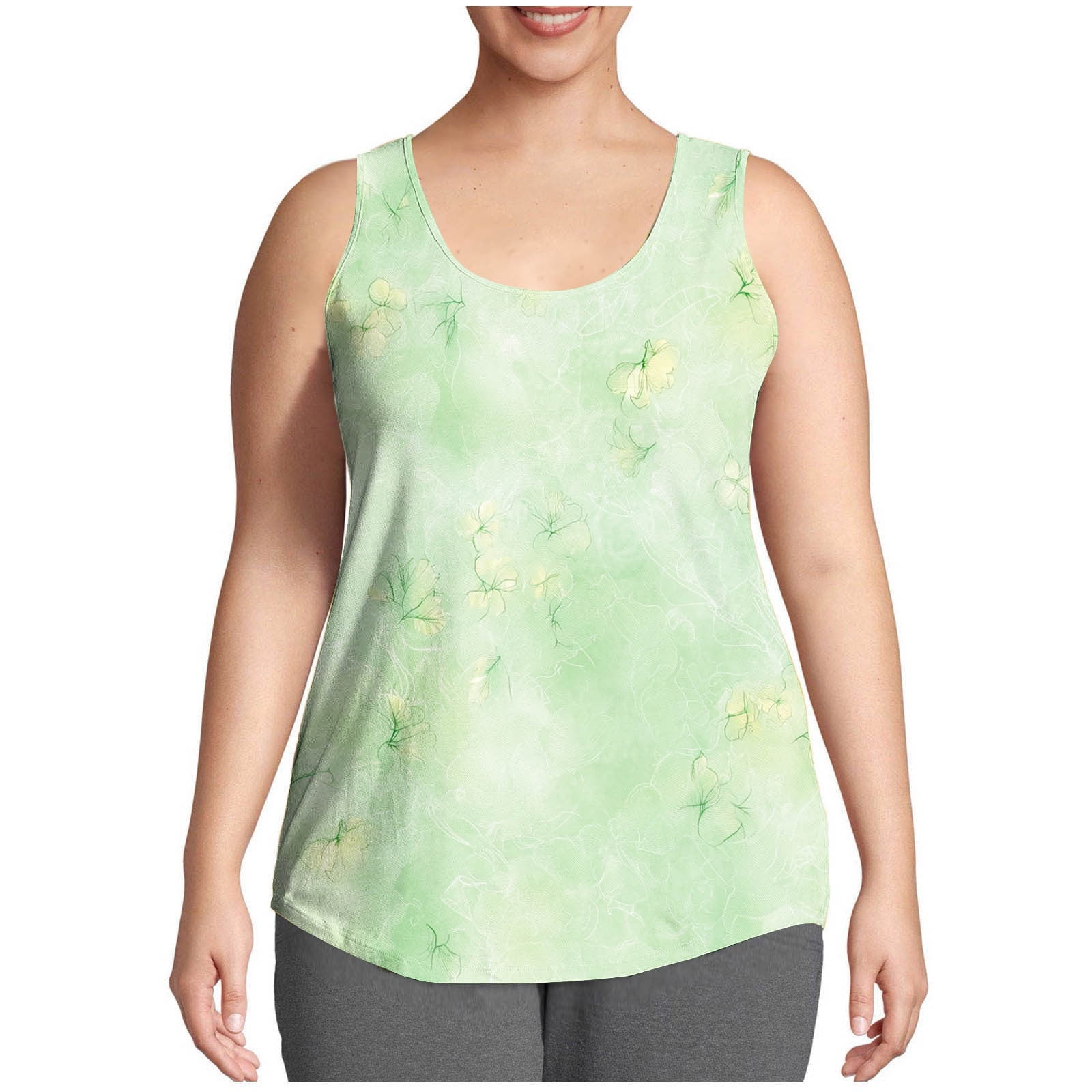 Inverlee Women's Floral Print Plus Size Yoga Tanks Summer Trendy ...
