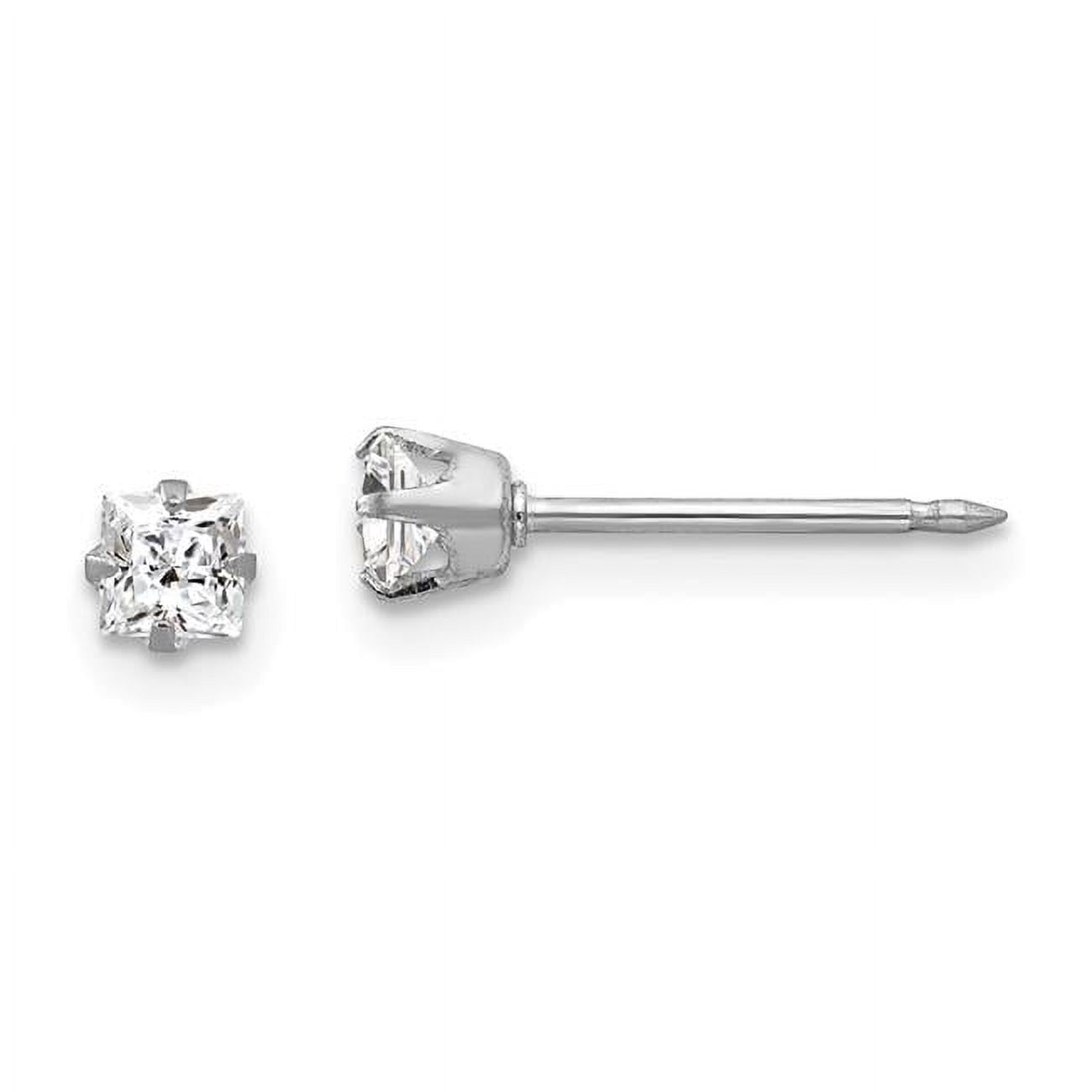 Inverness 18K White 3 mm Square CZ Earrings - Walmart.com