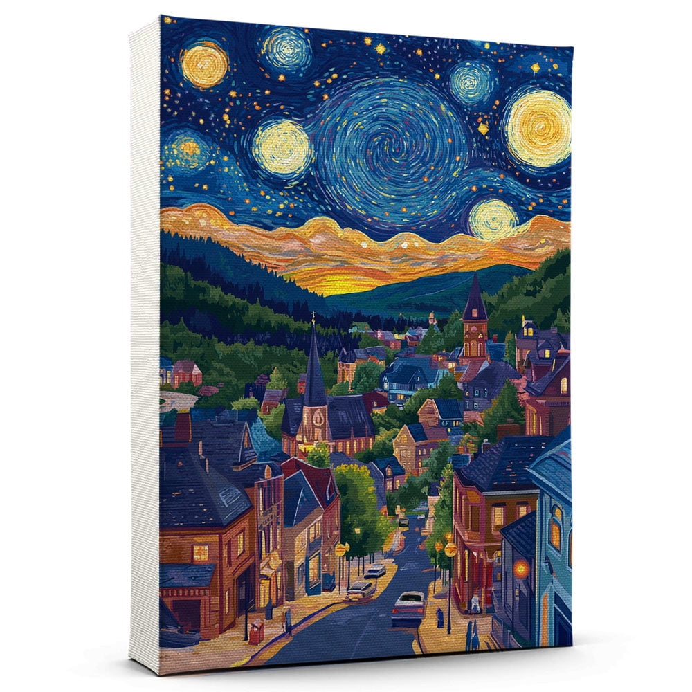 Invernesss Travel Canvas Art Print, Quebec Wall Canvas Starry Night ...