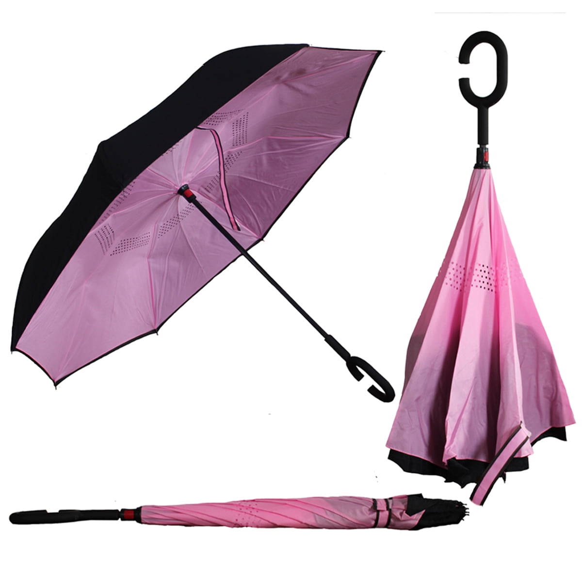 Zunammy Inverted Double-Layered Waterproof Umbrella, Pink, Windproof, C ...