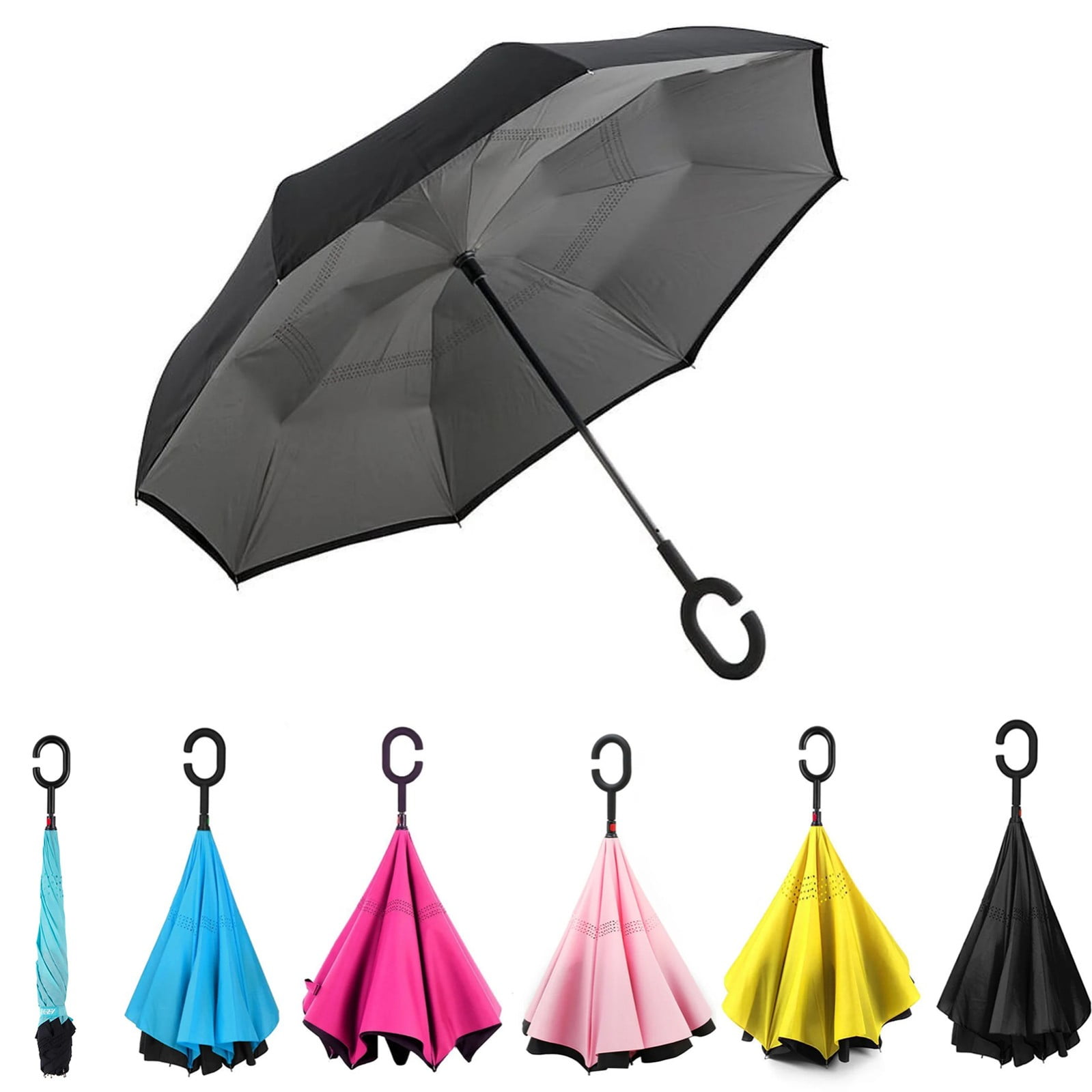 Inverted Reverse Upside Down Umbrella, Compact Travel Umbrella, Auto ...