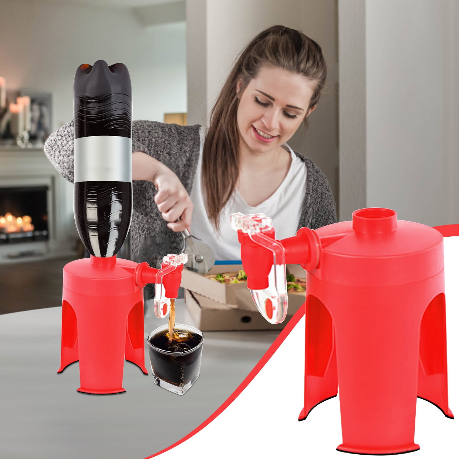 Inverted Soda Dispenser for Large Bottles - ABS+TPR Drink Pump - Non ...
