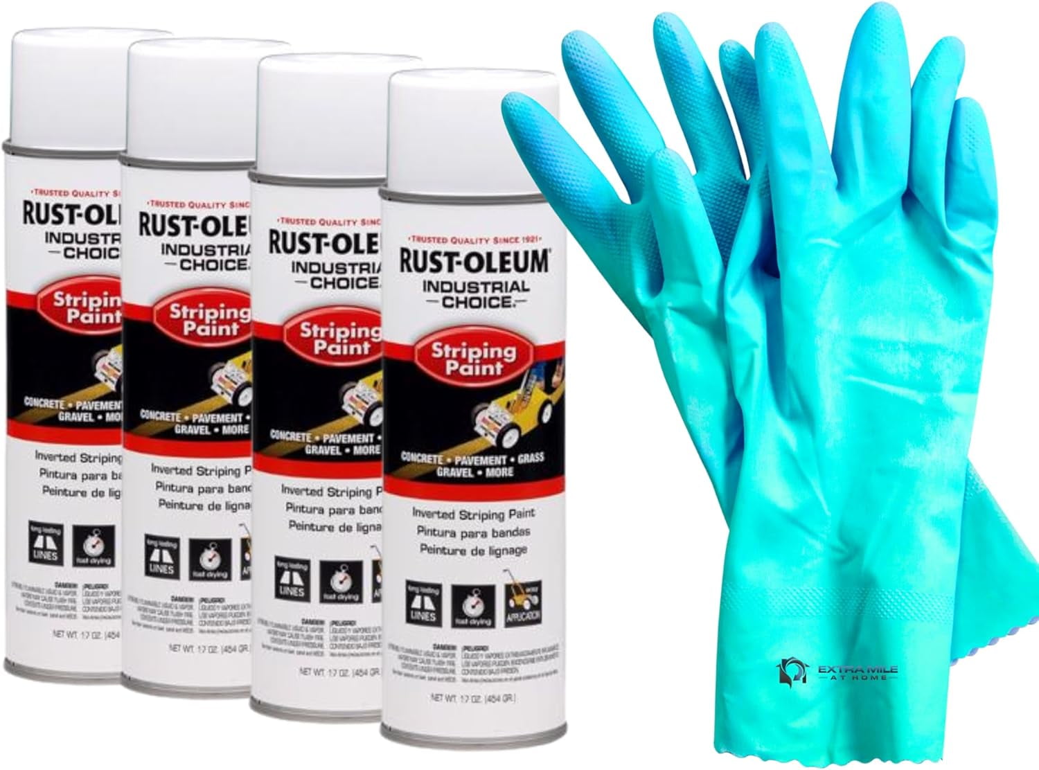 Inverted Striping Paint Kit 4 Pack with Bonus Safety Gloves - White ...