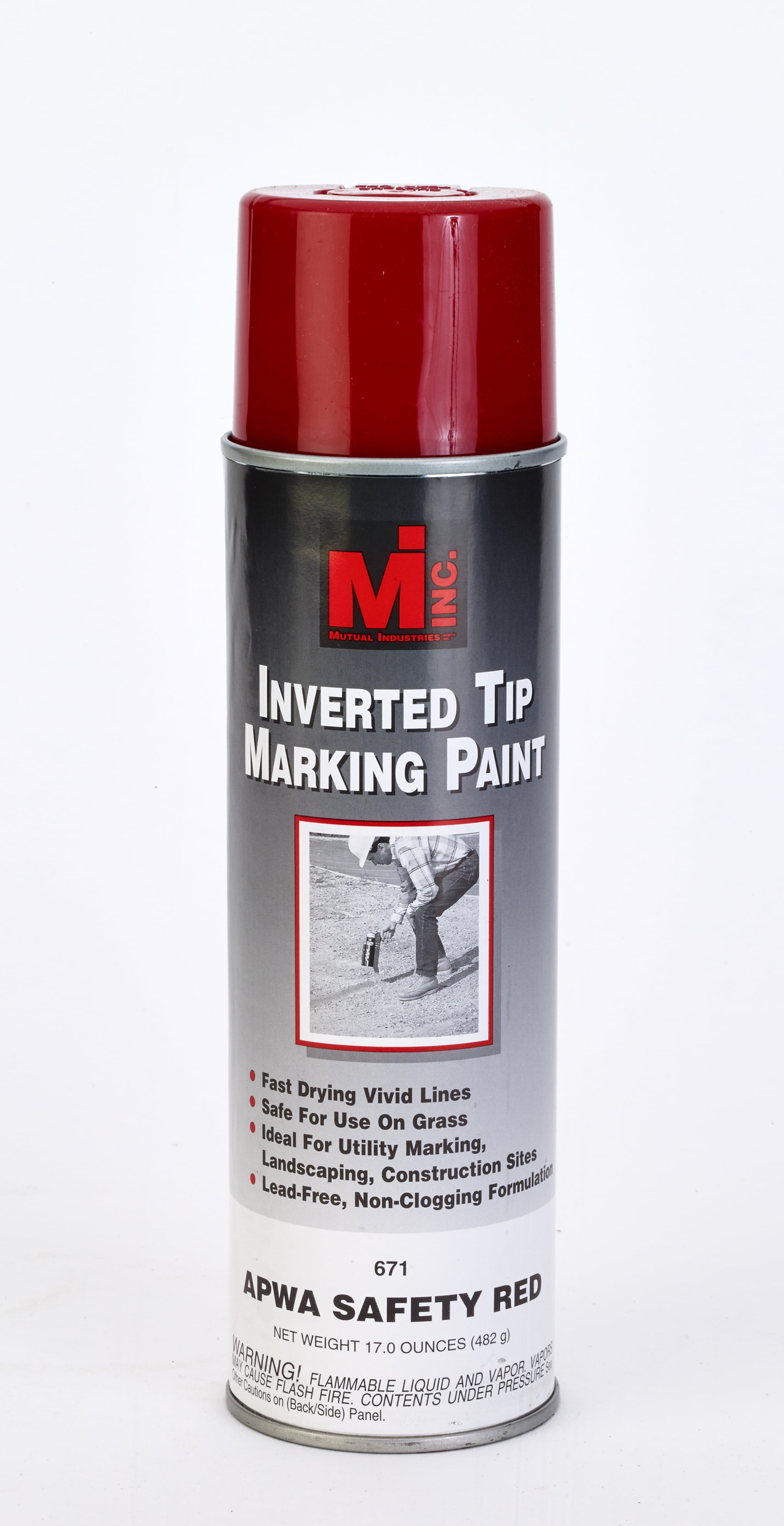 Inverted Tip Spray Paint, #671 APWA Safety Red, 20 Oz.12/cs - Walmart.com
