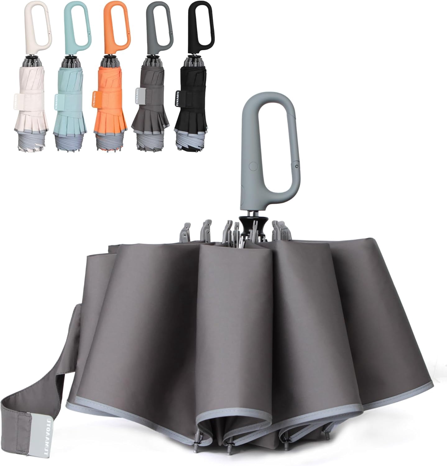 Inverted Umbrella with Carabiner Handle, Wind Proof Umbrellas For Rain ...