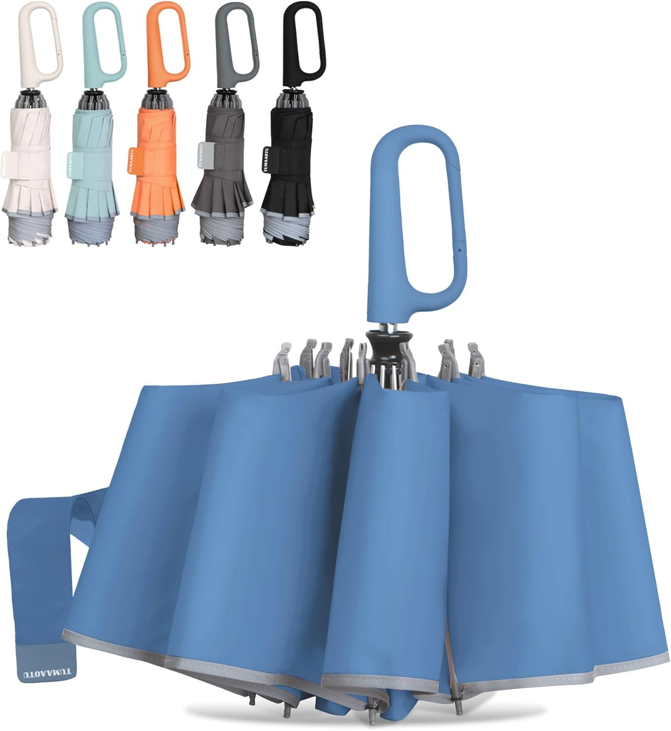 Inverted Umbrella with Carabiner Handle, Wind Proof Umbrellas For Rain ...