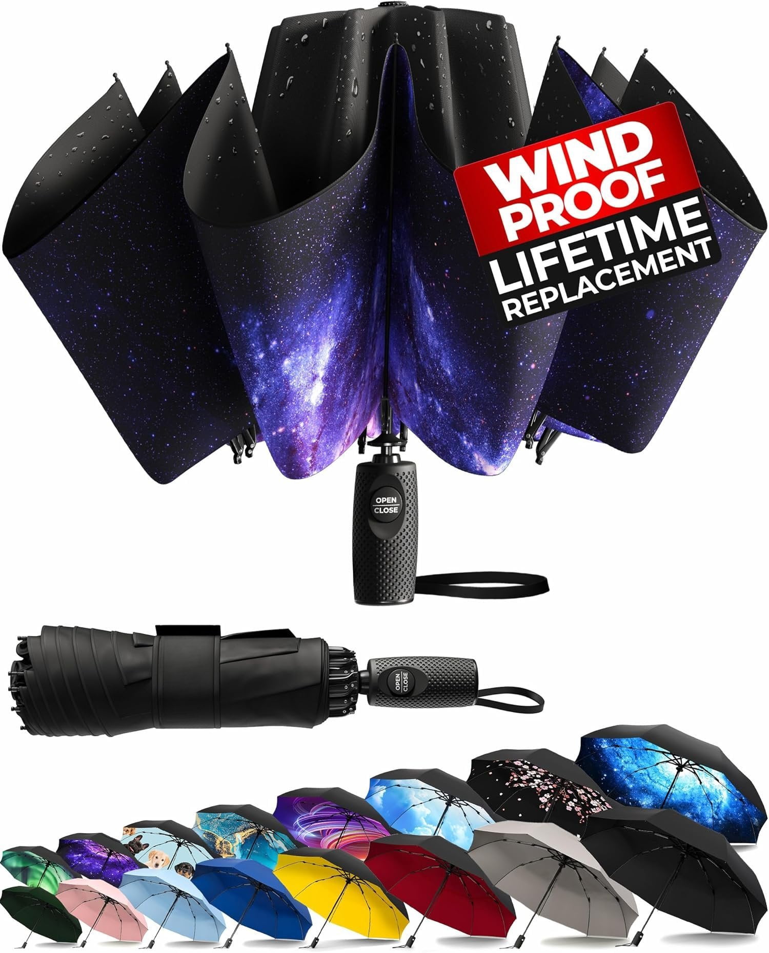 Inverted Windproof Umbrella, Large, , Light, Portable, Automatic ...