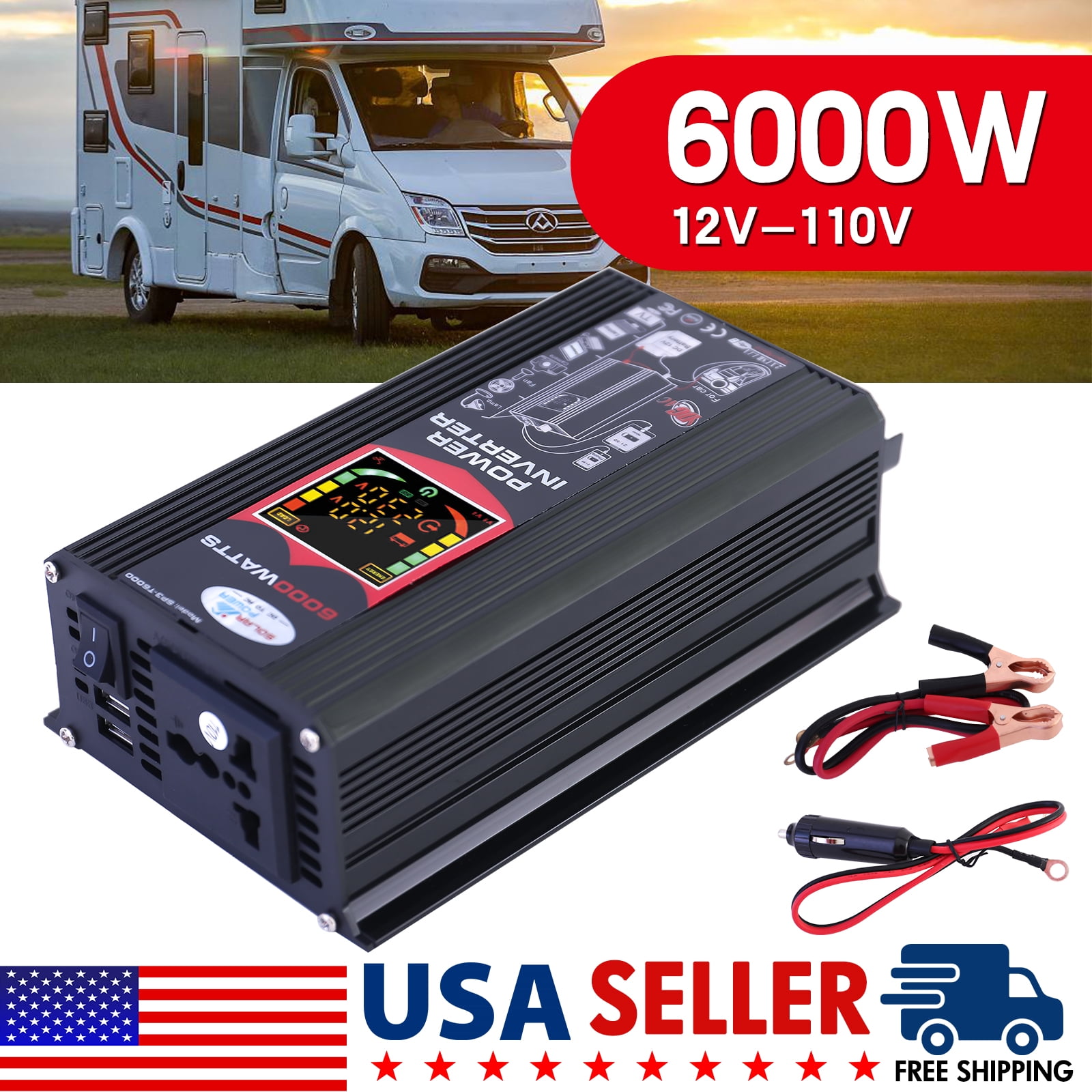 AutoPlug 6000W Durable Car Power Inverter: 12V DC to 110v AC Converter ...