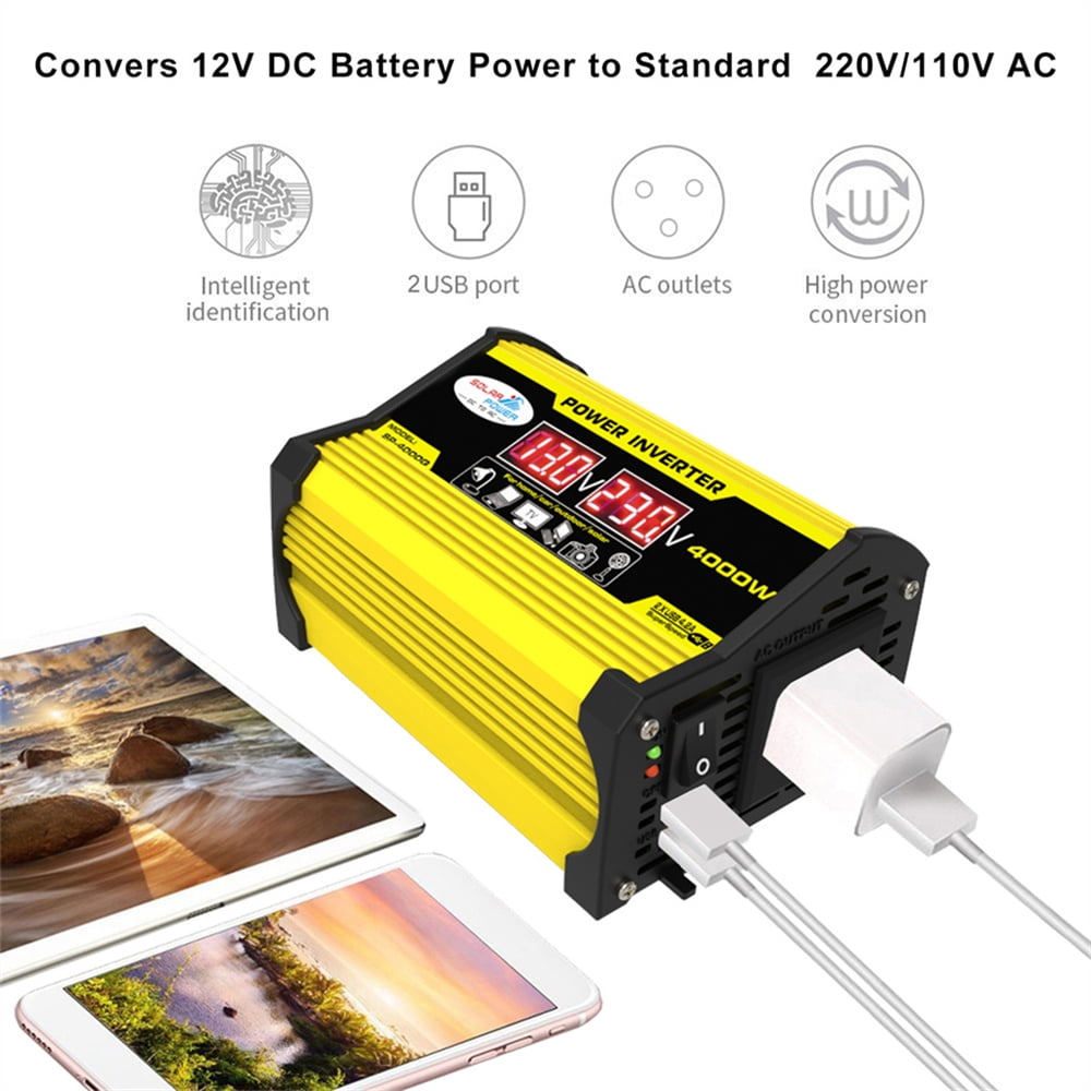 Inverter,Car Inverter 4000w Inverter Dc12v Display Auto Inverters Usb ...