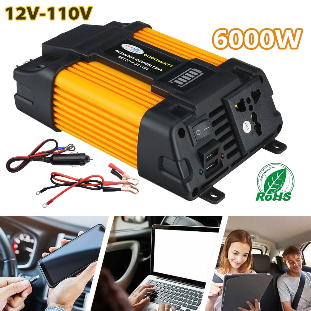 Inverter, DFITO 6000W Peak Car Power Inverter Dc 12V to 110V Ac ...
