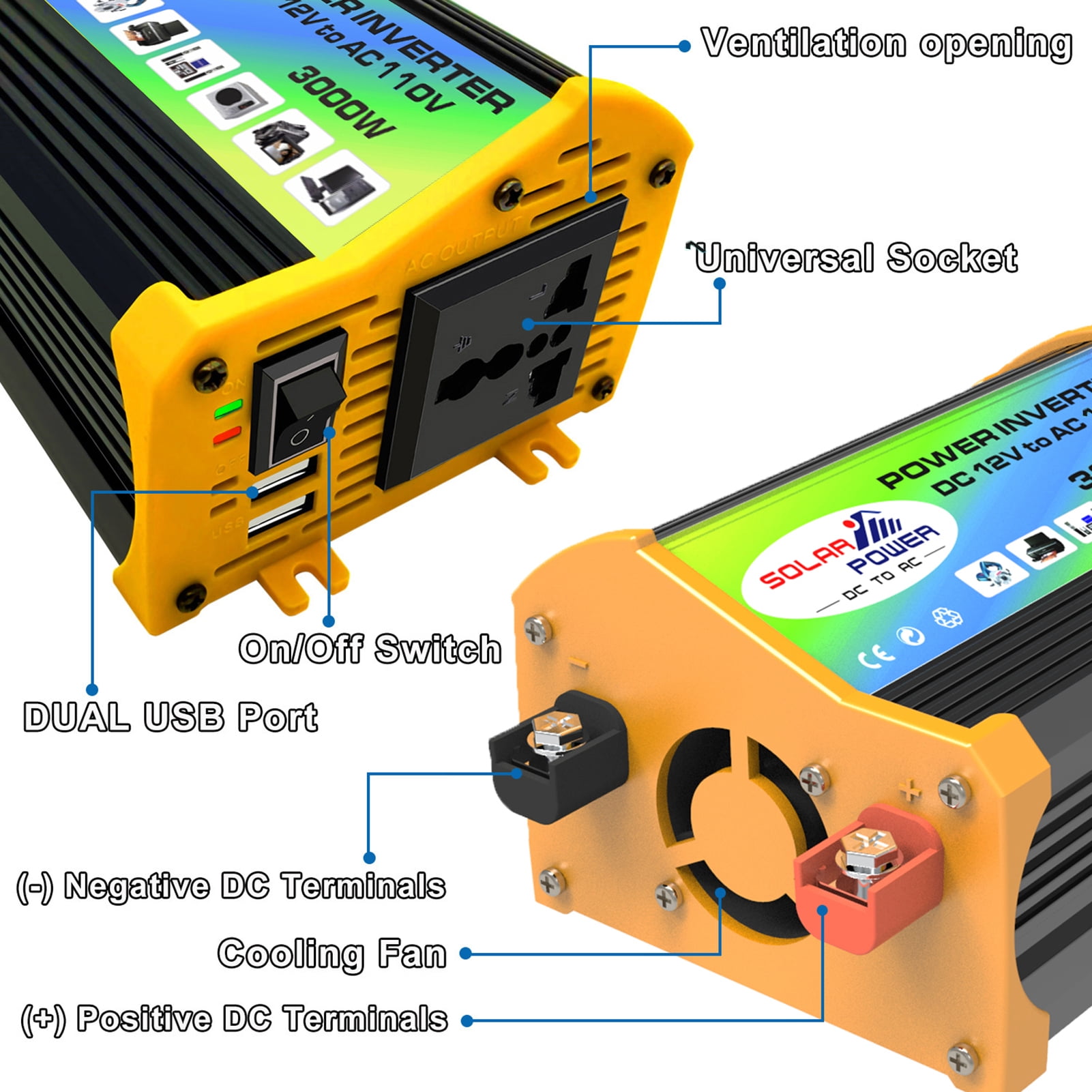 Inverter,Inverter Clips 12v To Inverter Inverter 2.1a Dual Shieny With ...