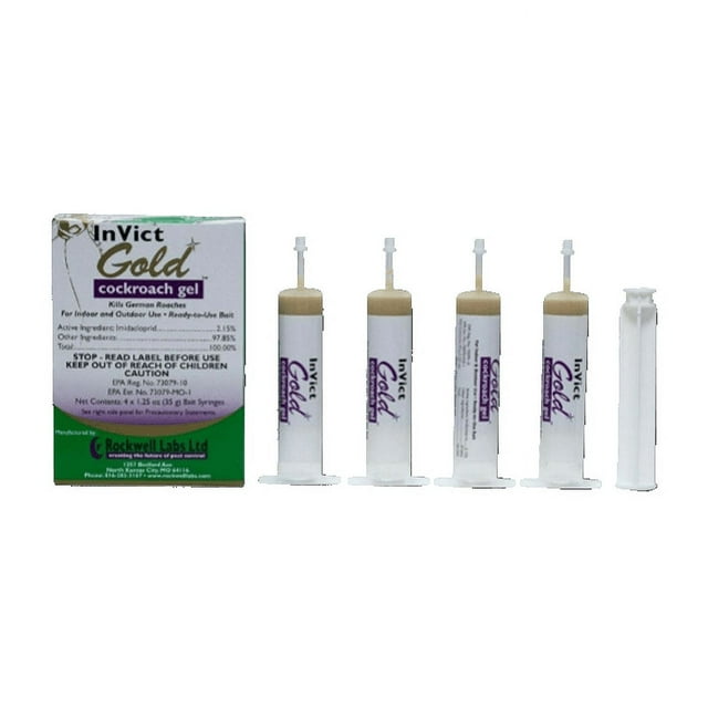 Invict Gold Indoor German Roach Control Gel Bait, 4 Tubes w/Plunger ...
