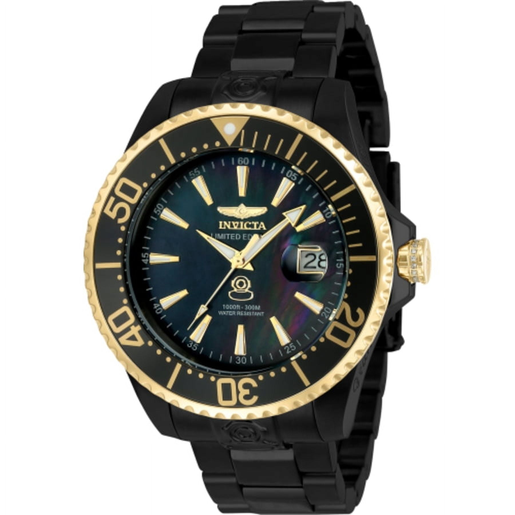 Invicta 23306 Men's Pro Diver Automatic Black Steel Bracelet Watch ...