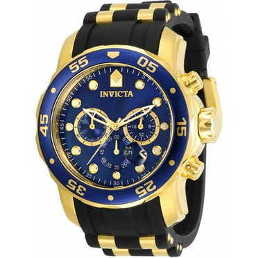 Invicta Men's Pro Diver Blue Silicone and Dial Gold-Tone Case - Walmart.com