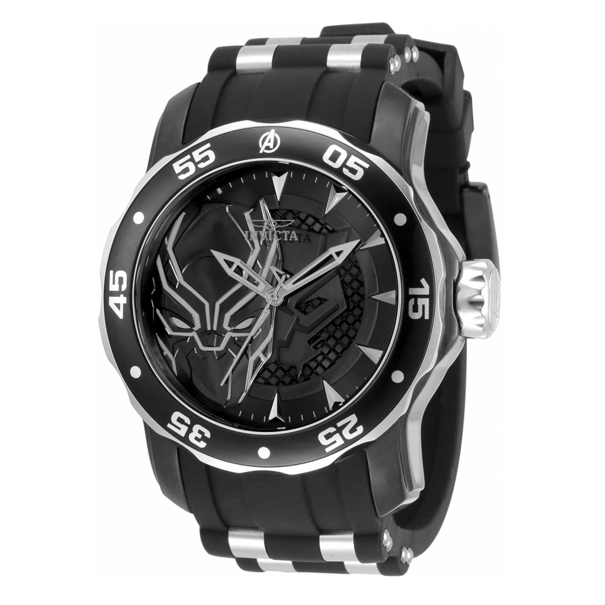 Invicta 34740 Men's Marvel Black Panther Rubber Strap Quartz Watch ...
