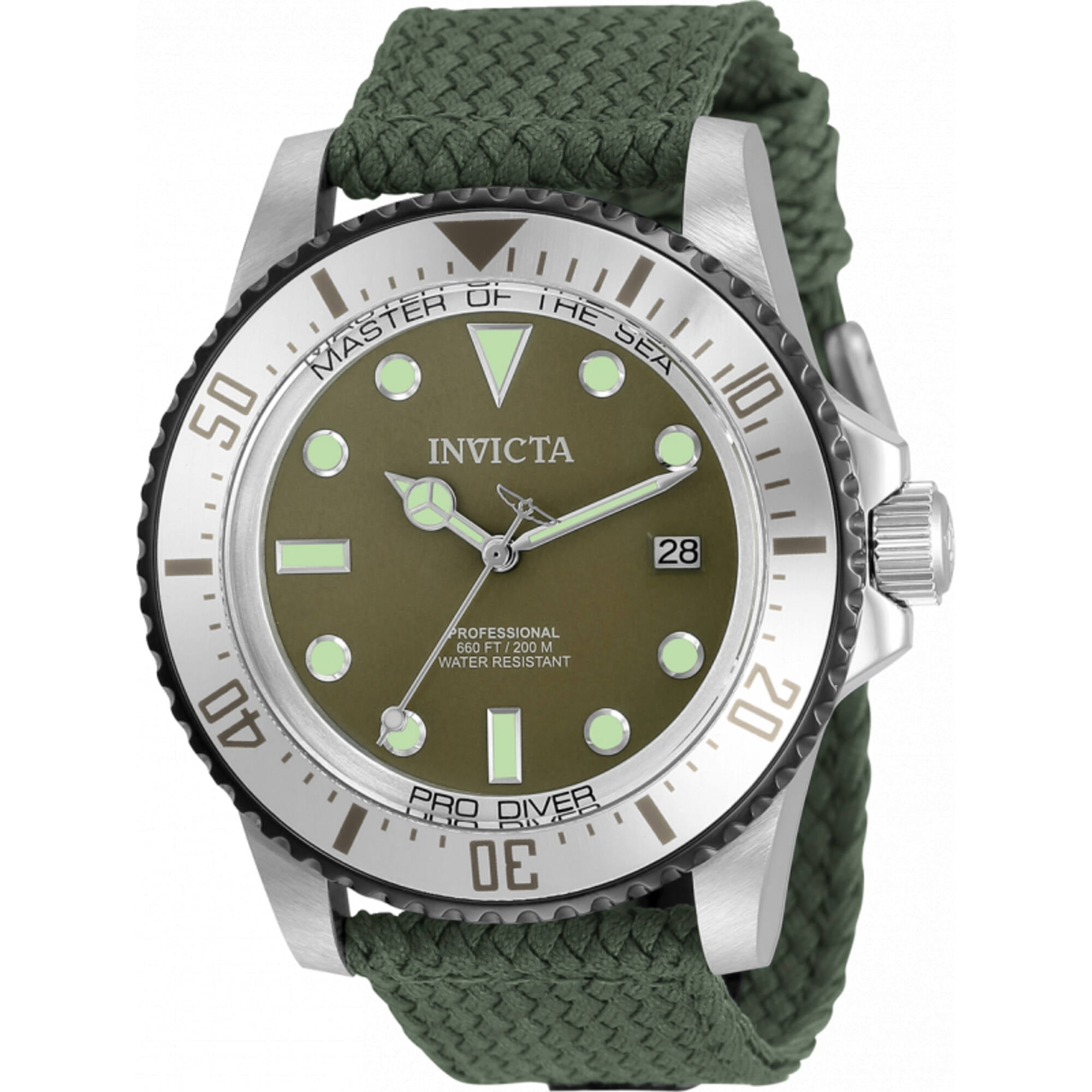 Invicta 35422 Men's Pro Diver Automatic Green Dial Strap Watch ...